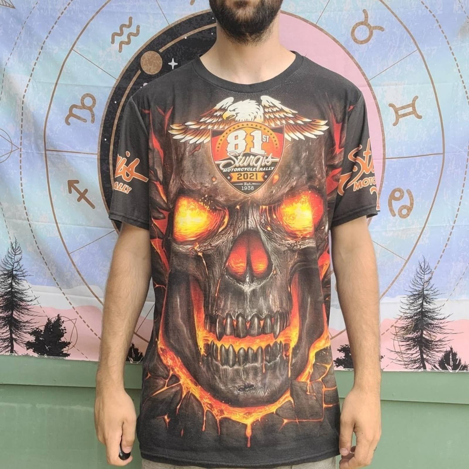 Streetwear Sturgis 2021 motorcycle rally skeleton short sleeve Large ...