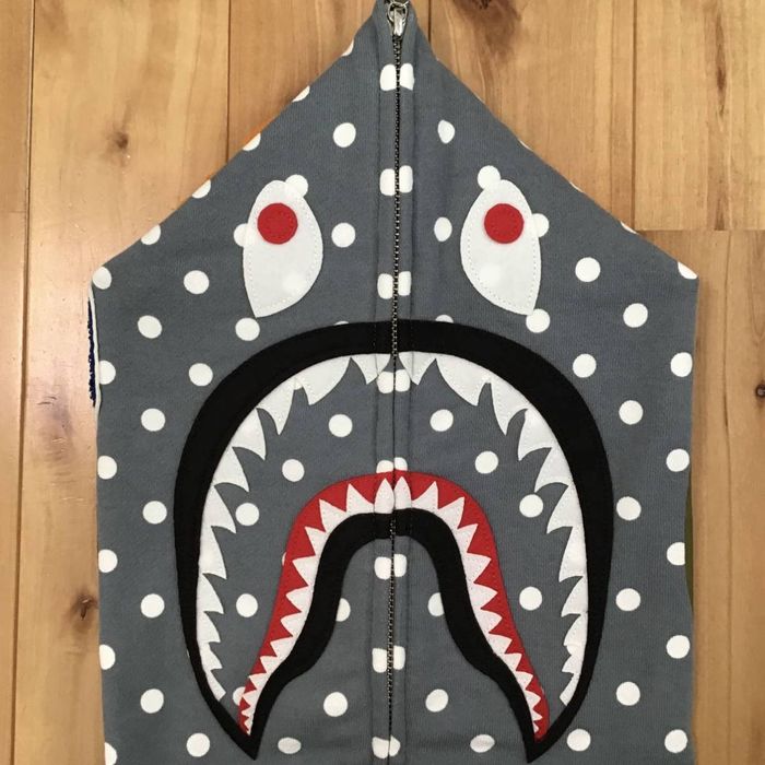 Bape BAPE Dot pattern shark full zip hoodie gray | Grailed