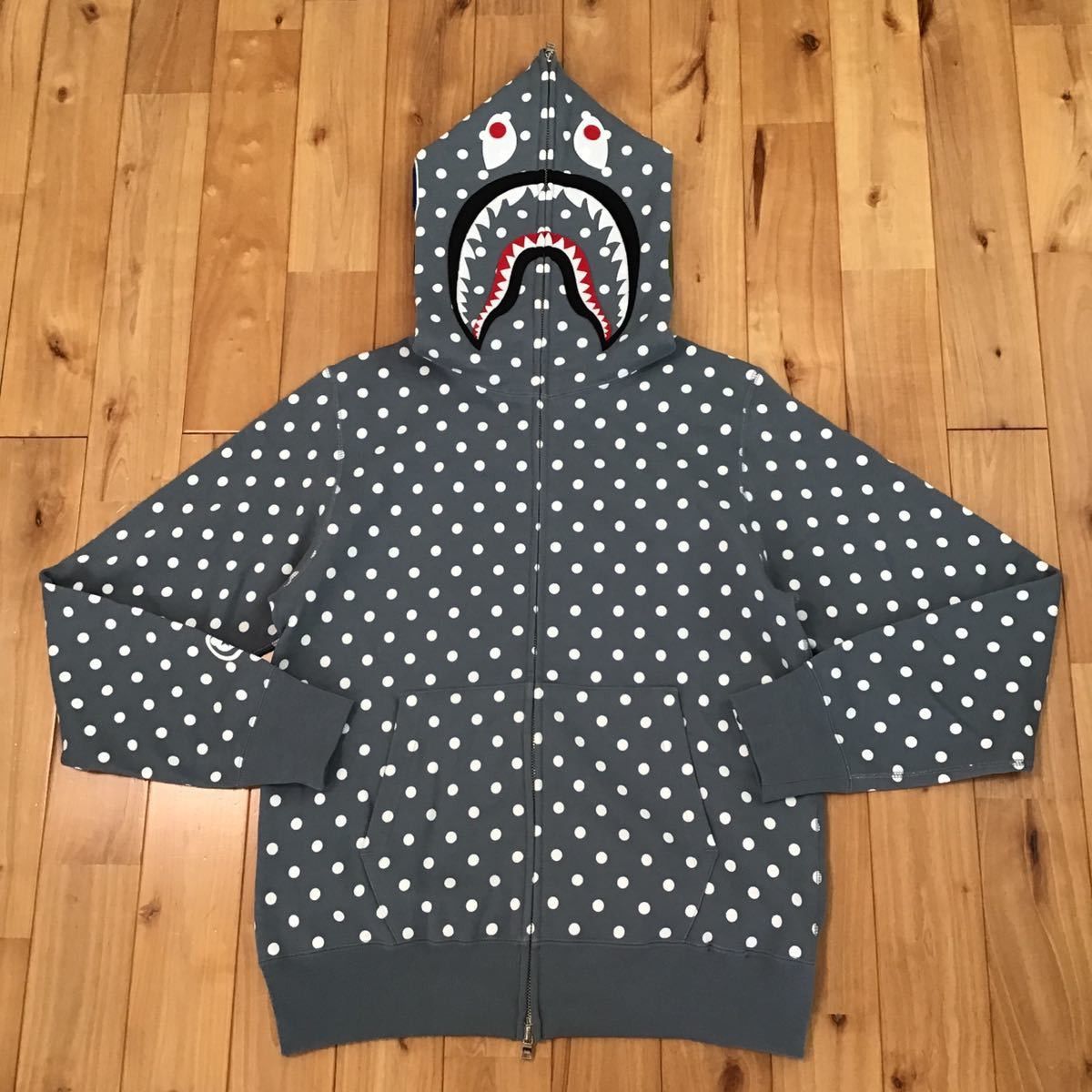 Bape BAPE Dot pattern shark full zip hoodie gray | Grailed