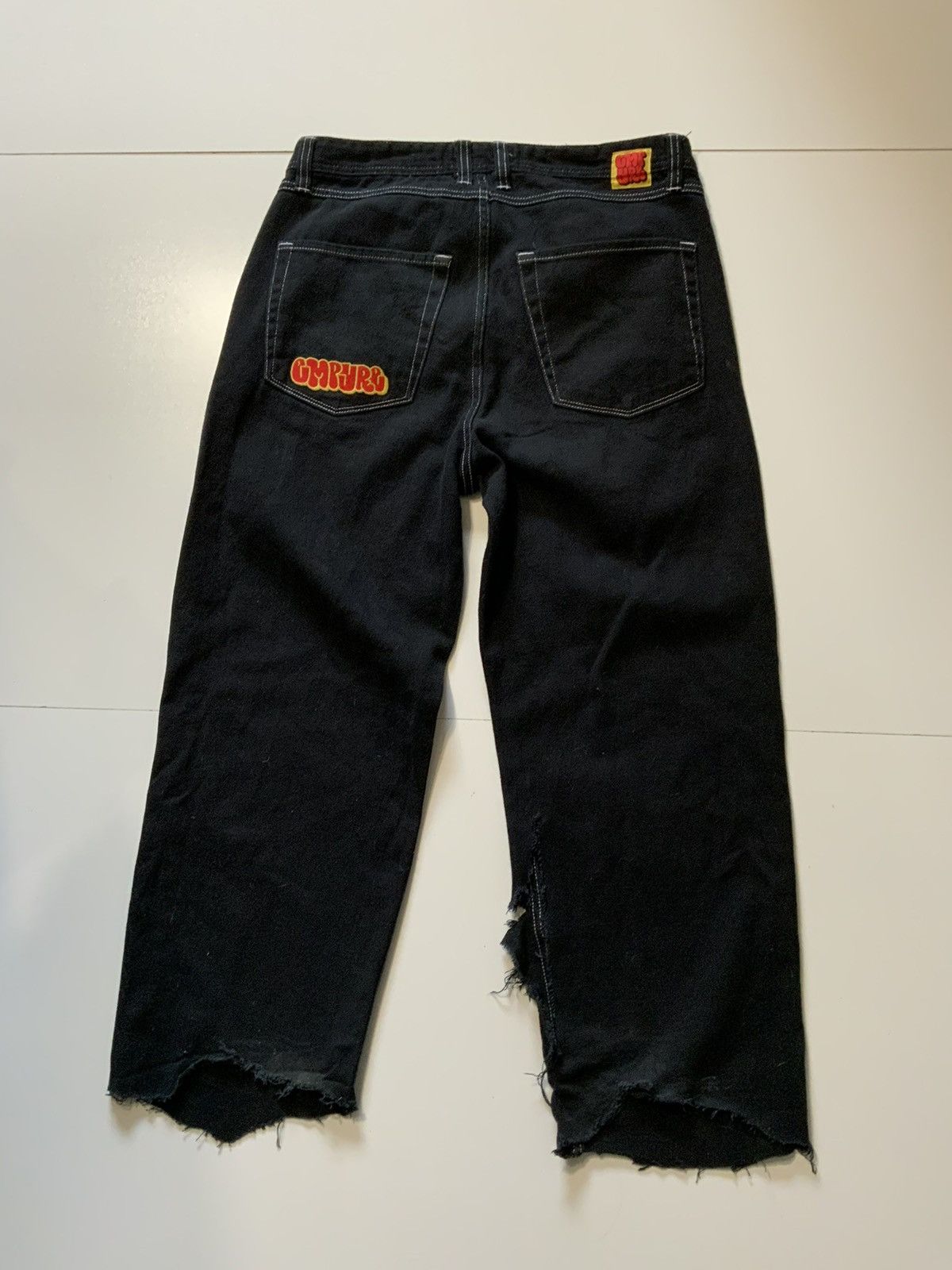 Empyre Empyre Skate Black Thrashed Baggy Distressed Wide Leg Pants ...