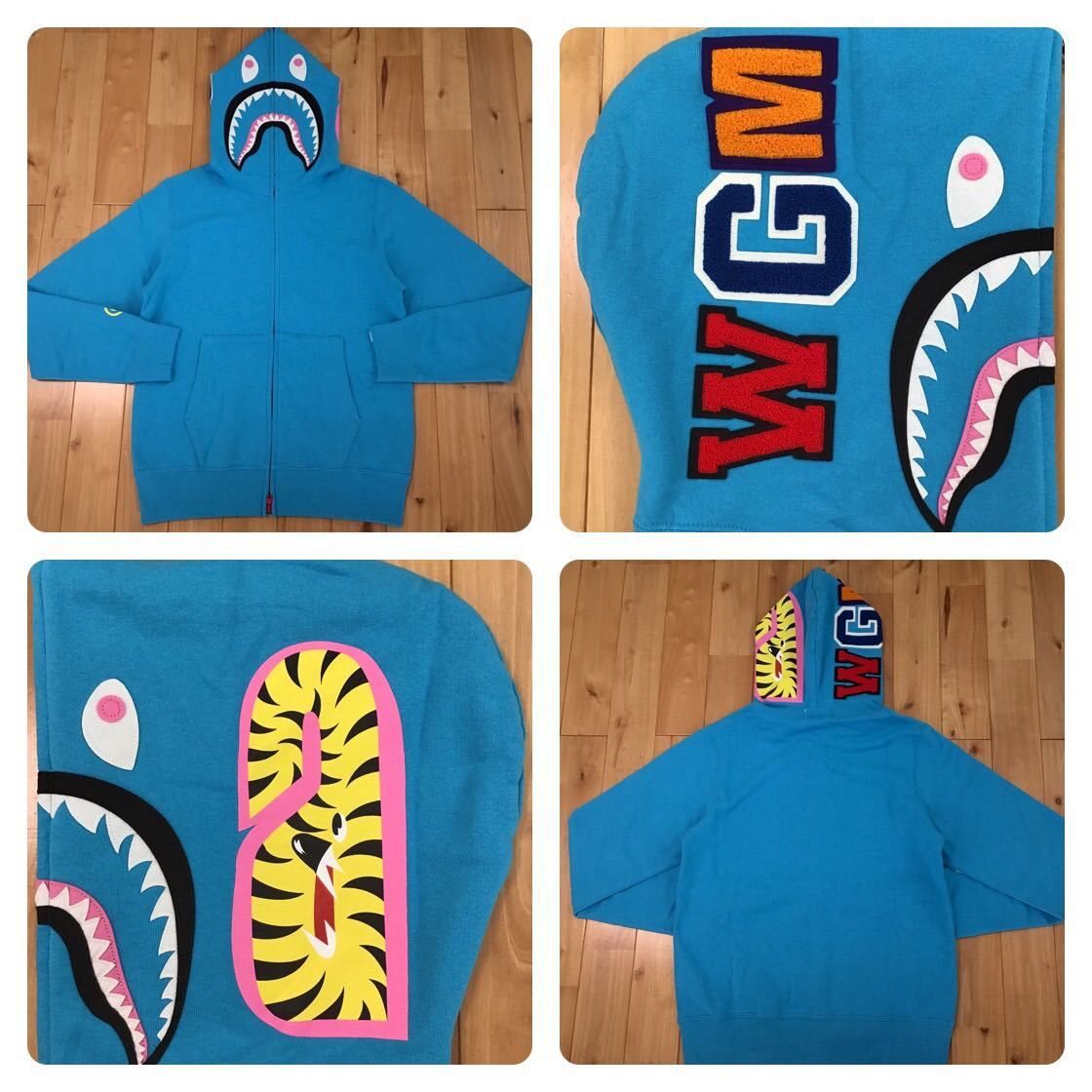 Bape 2010 BAPE Neon shark full zip hoodie blue | Grailed
