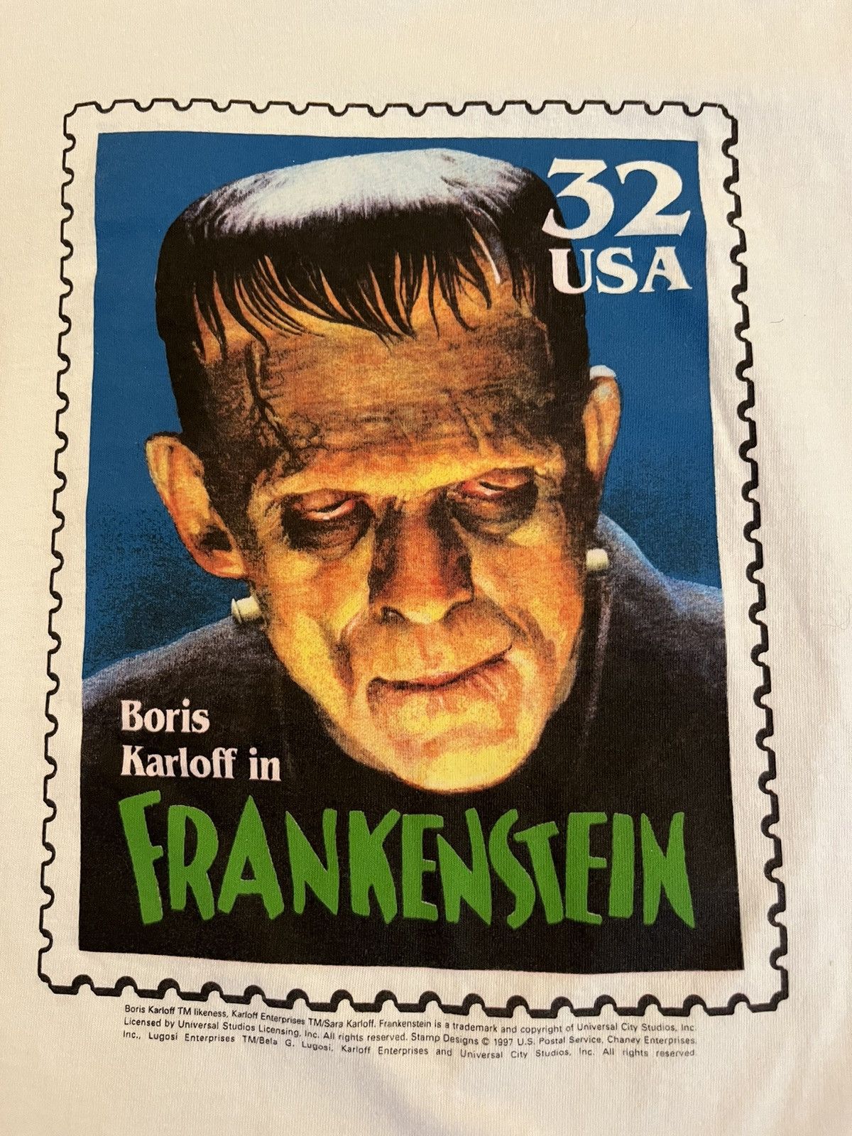 Vintage Vintage 1997 Frankenstein Monster Stamps Shirt | Grailed