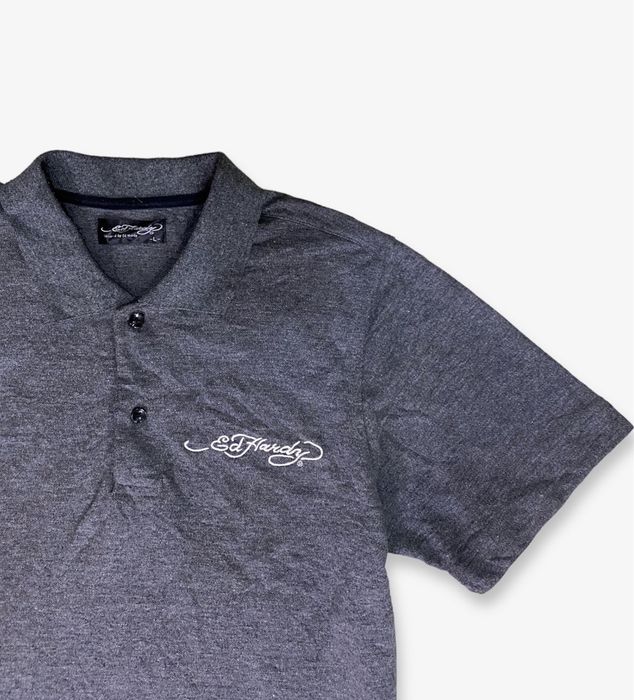 Ed Hardy Authentic Ed Hardy X Peace Project Grey Polo Shirt | Grailed