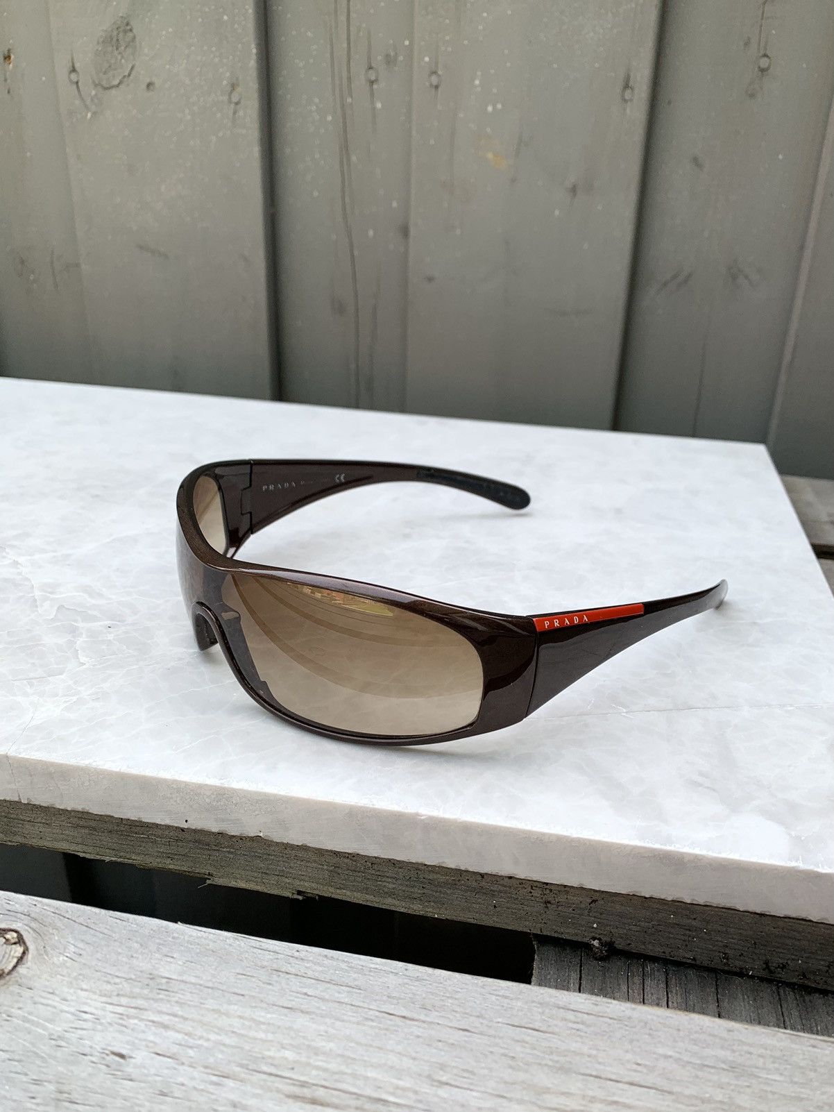 Vintage 2000s Prada Linea Rossa Sunglasses Y2K Oversize Visor Shield ...
