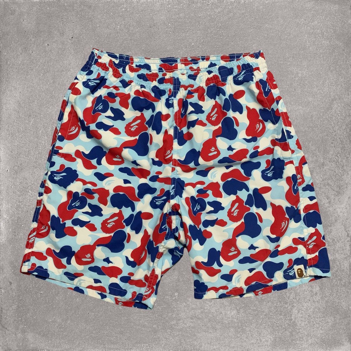 Bape Bape Paris Store Camo Small Blue Beach Swim Shorts Trunks | Grailed