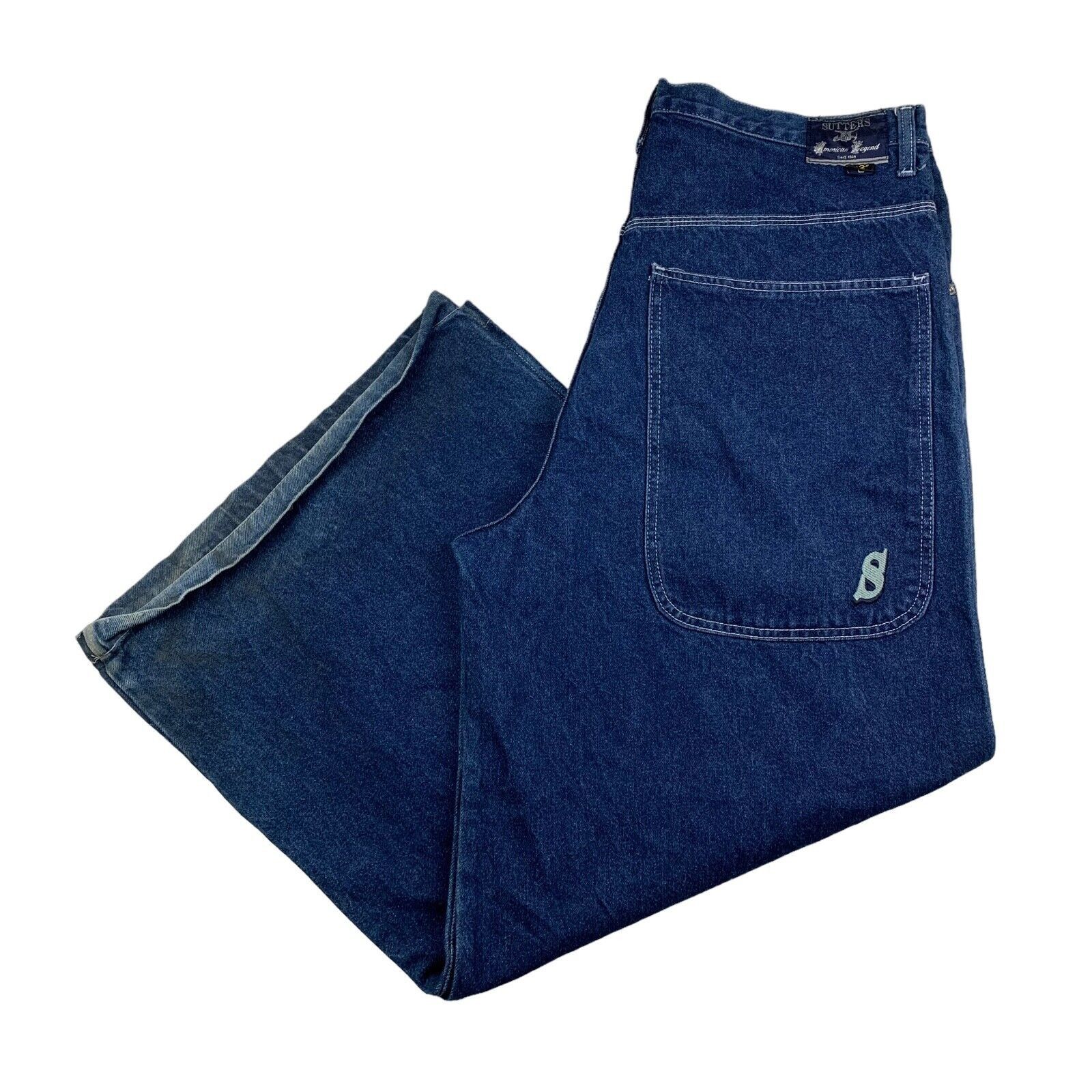 Vintage VTG Sutter's Men's 70's Bell-Bottom Wide Leg Jeans Blue • 42x30 ...