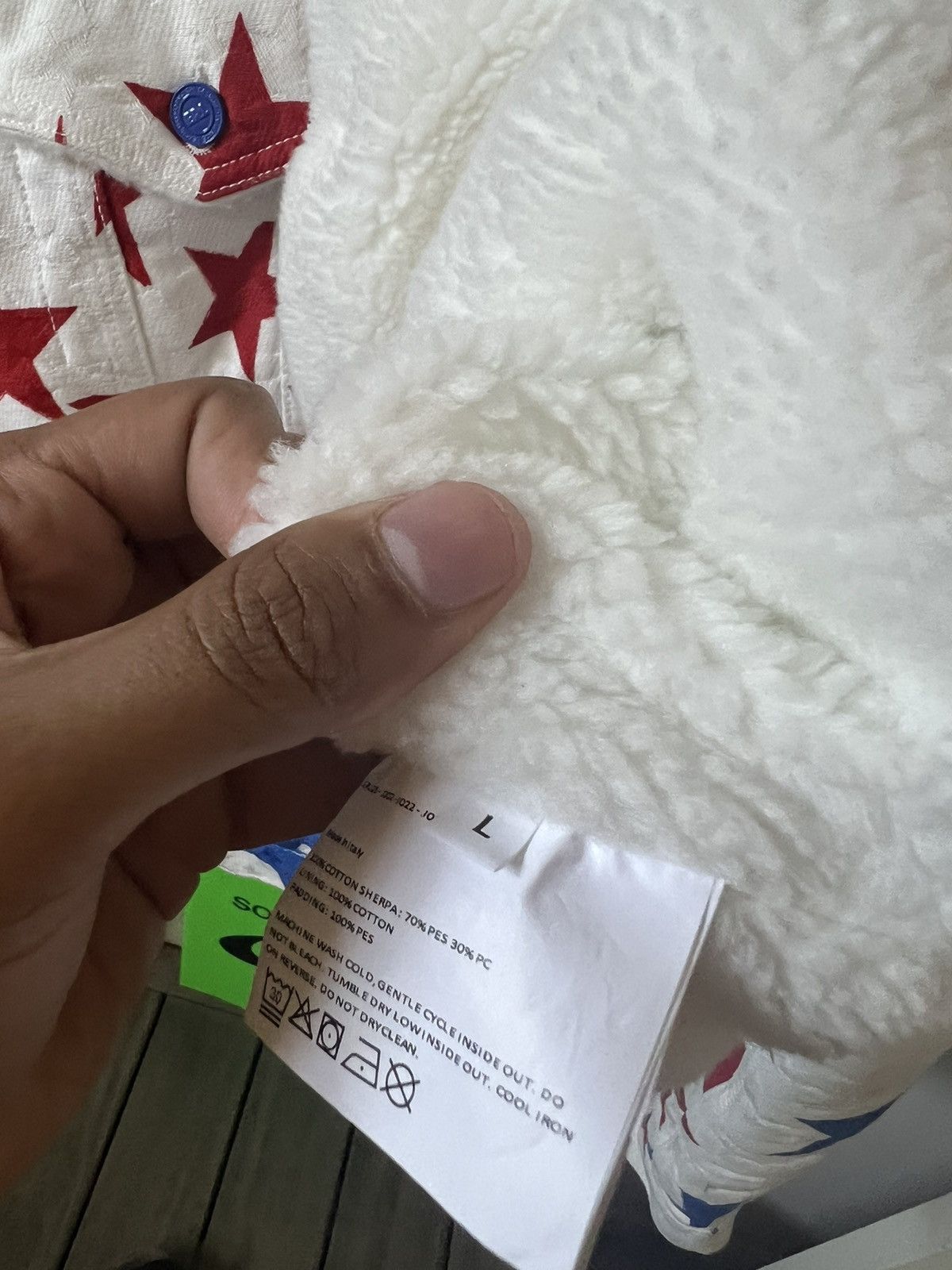 ERL ERL White Star Faux Shearling Lined Denim Jacket | Grailed