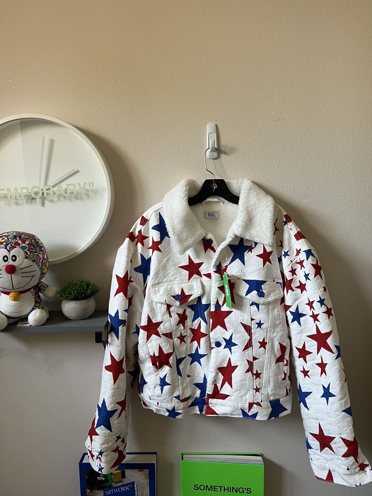 ERL ERL White Star Faux Shearling Lined Denim Jacket | Grailed