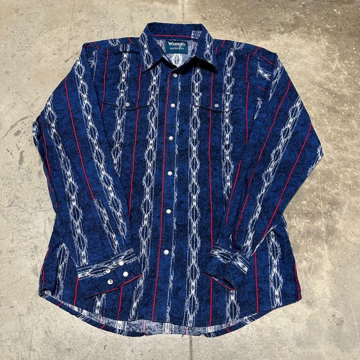 Wrangler Vintage Wrangler Aztec Long Sleeve Pearl Snap Western Shirt ...