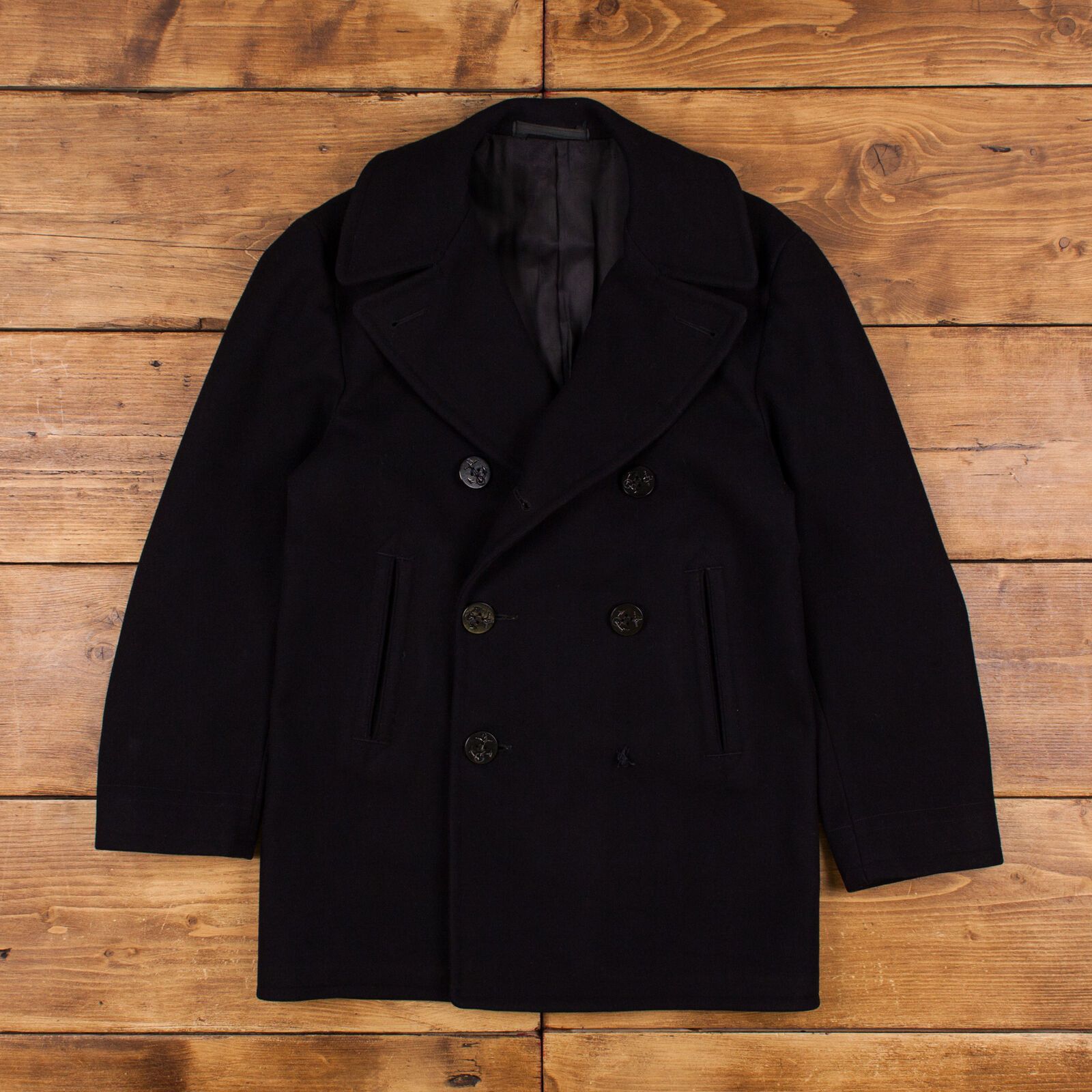 Vintage Vintage 1940s WW2 Navy Pea Coat S Military Navy Blue Named ...