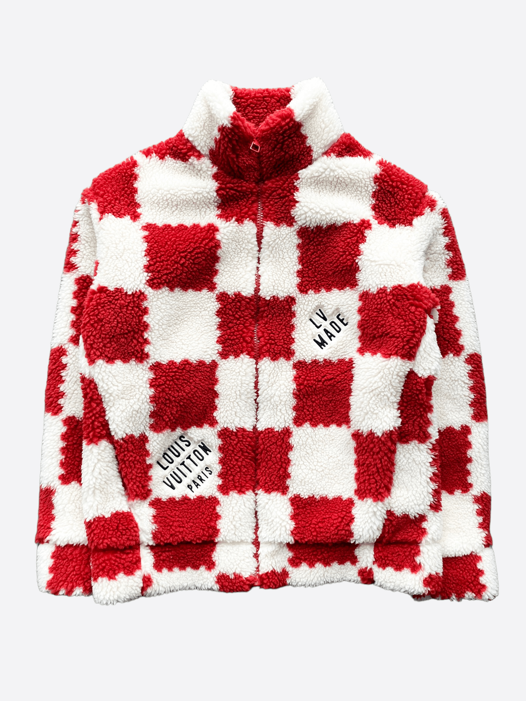 Louis Vuitton × Nigo Louis Vuitton Nigo Red Checkered Fleece Jacket ...