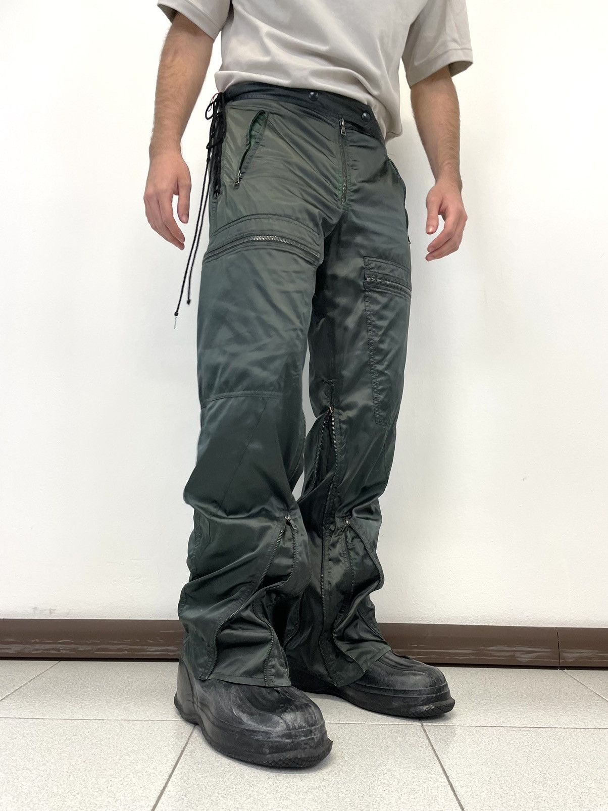 Prada AW1999 Bondage zipper laced astro moto biker cargo pants | Grailed