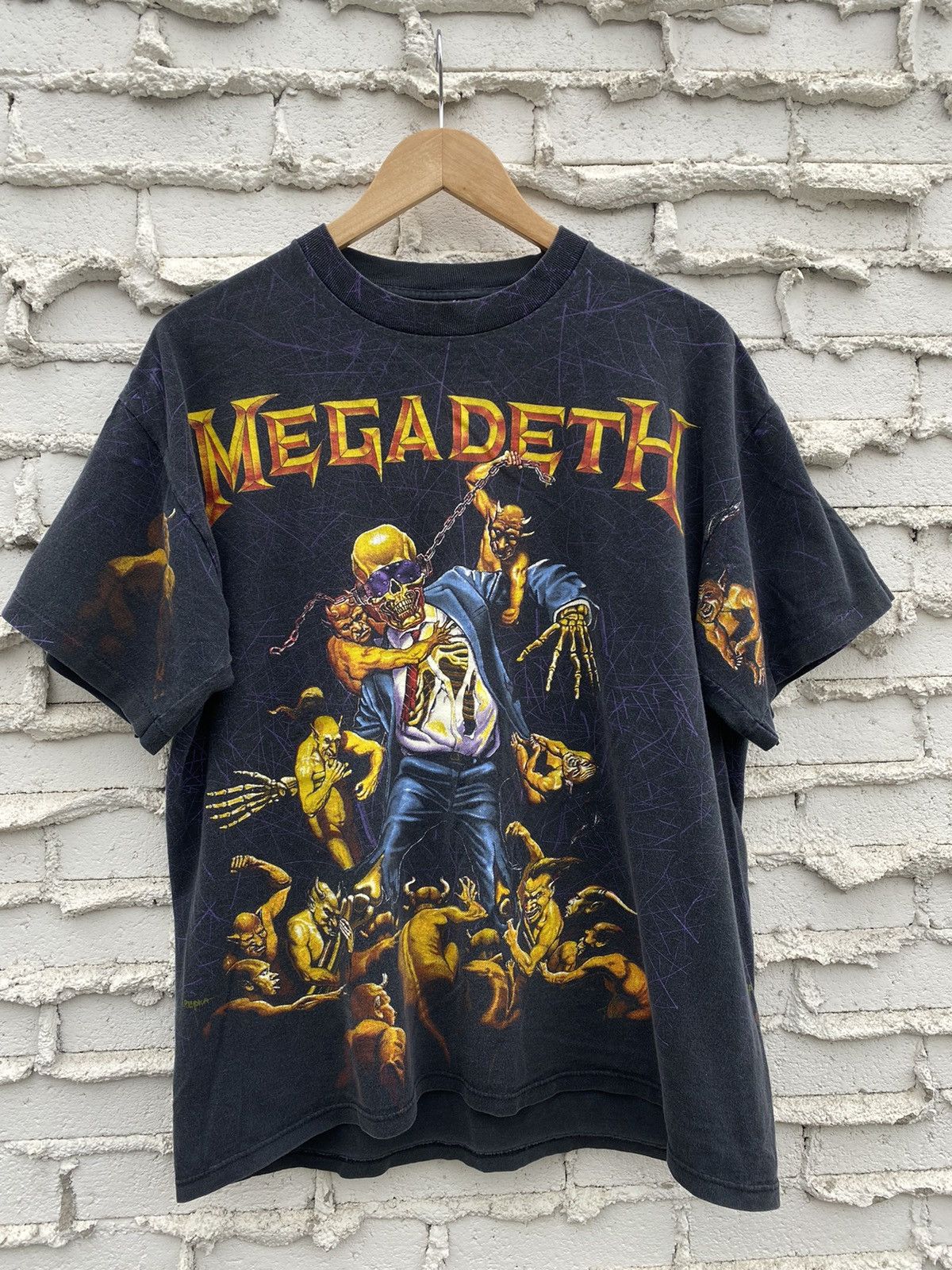Vintage Vintage 1991 Megadeth All Over Print AOP Wild Oats Tag Shirt ...
