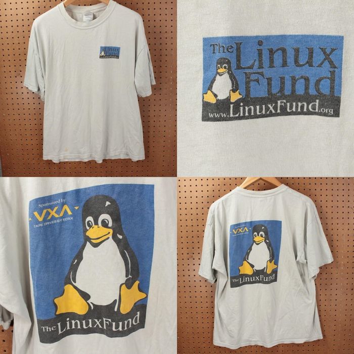 Gildan vtg Linux Fund tux the penguin t-shirt XL open source os hacker ...