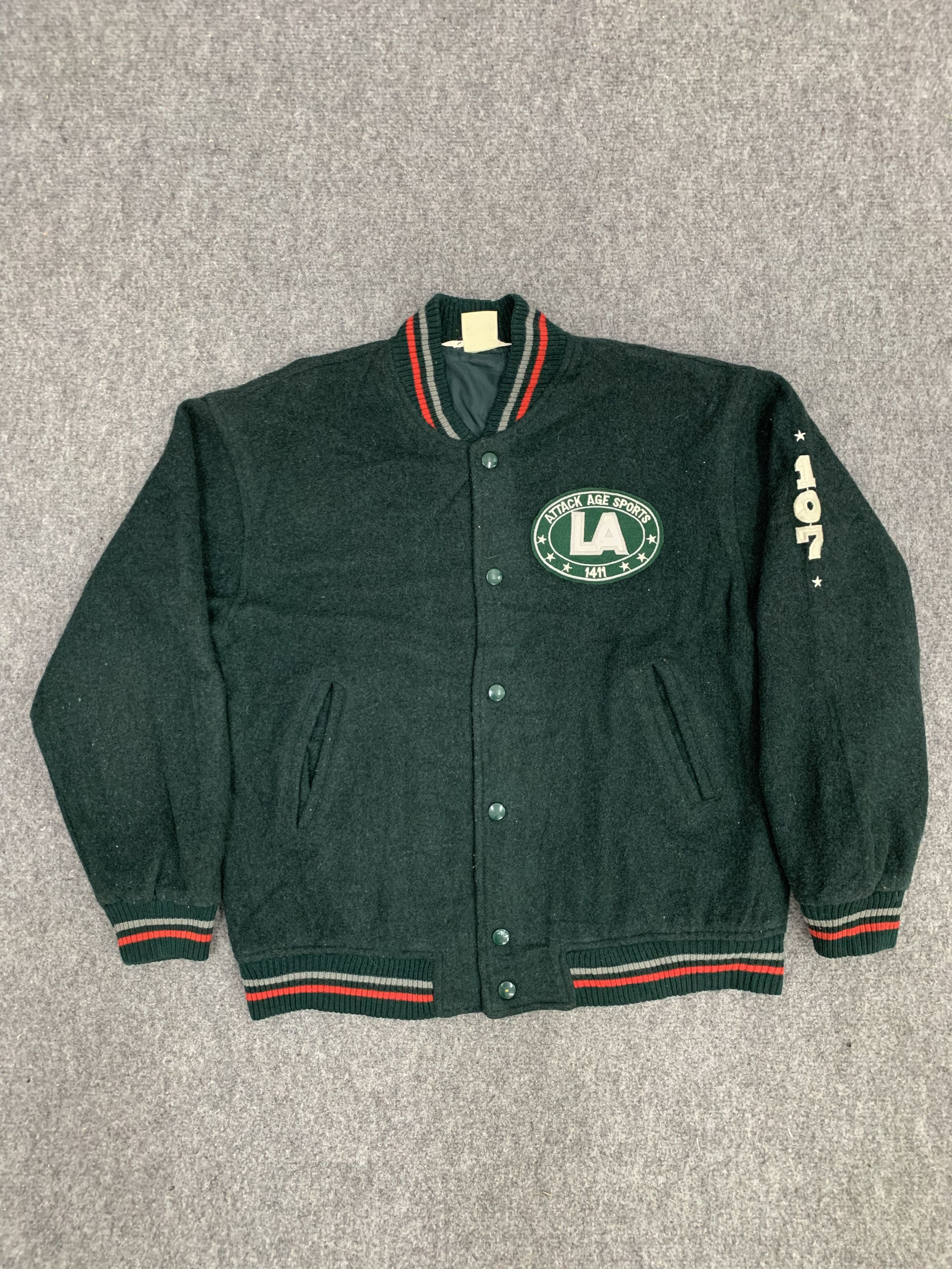 Varsity Jacket × Vintage Vintage Attack Age LA Wool Varsity Jacket ...