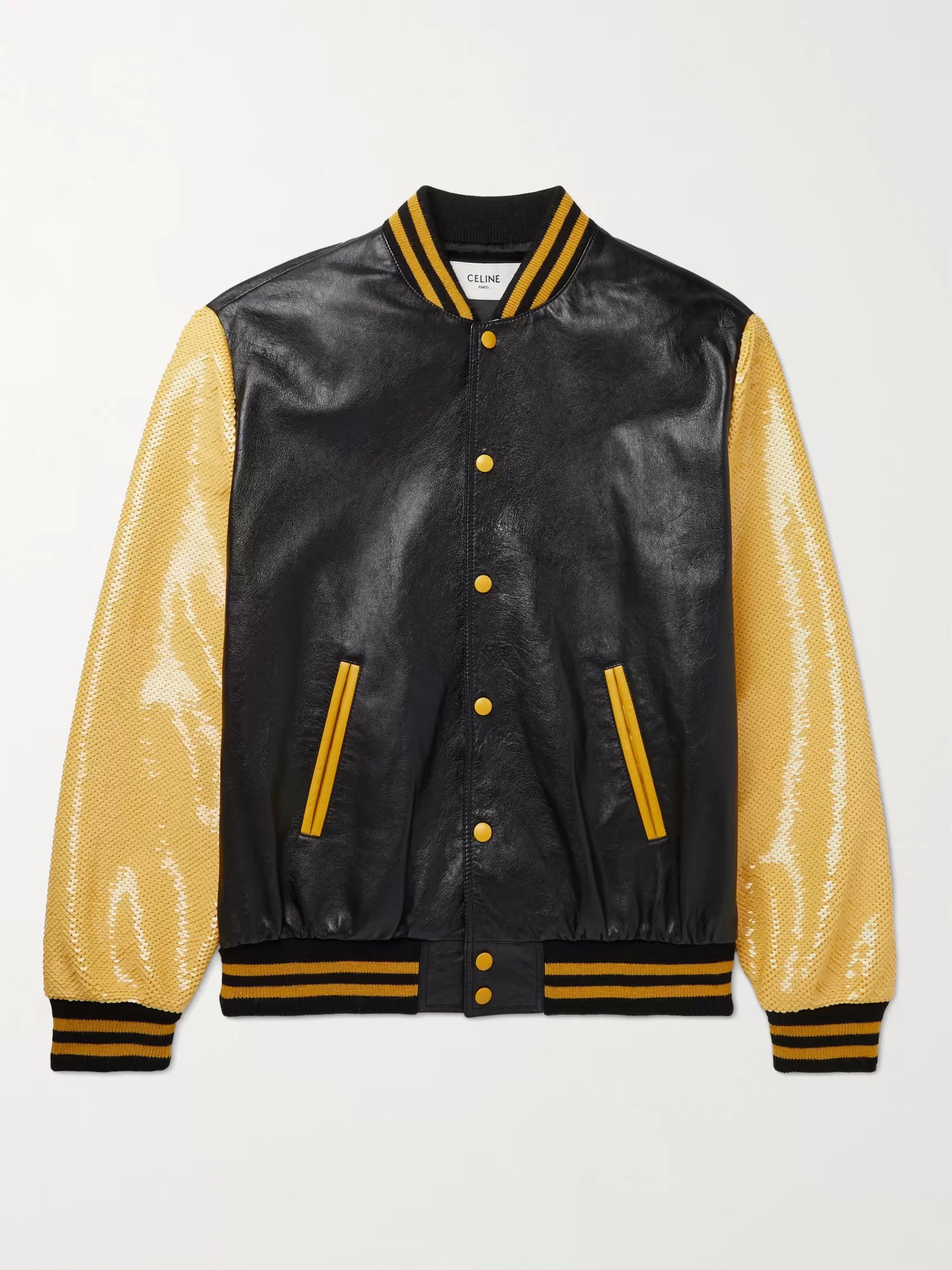 Celine Celine Sequin Embellished Leather Bomber Jacket | Grailed