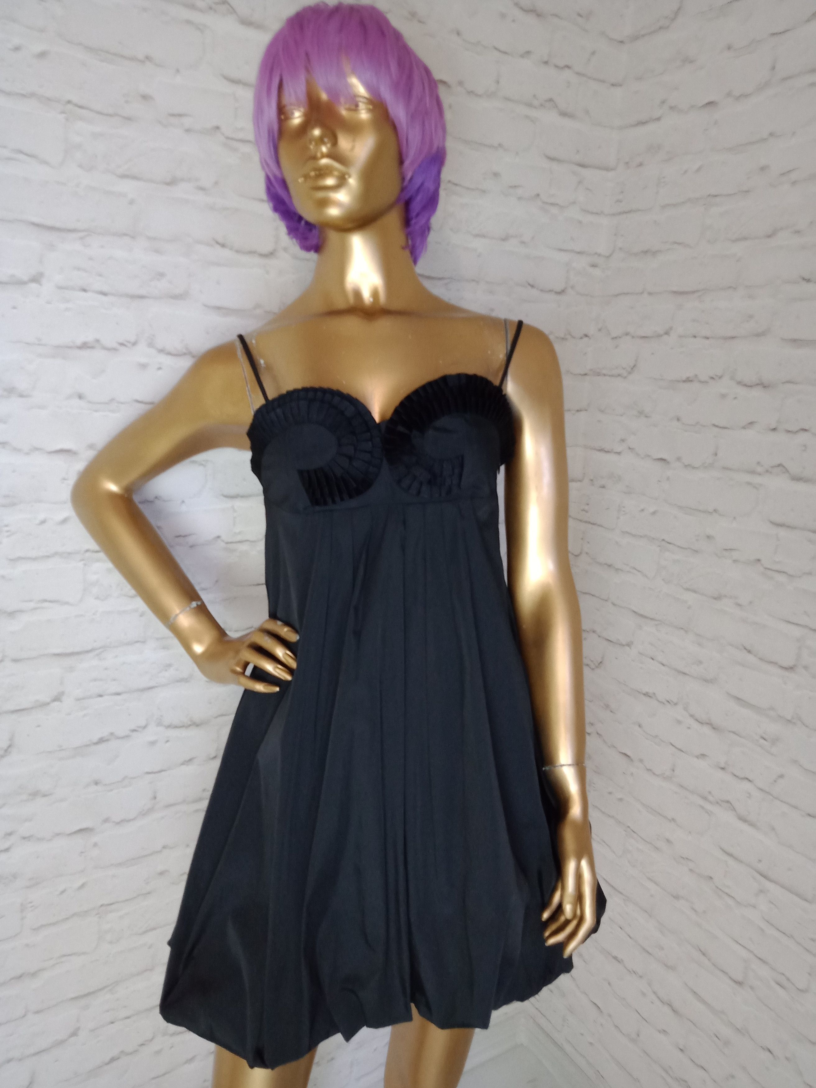 Roberto Cavalli Roberto Cavalli Taffeta Black Balloon Mini Dress Size M ...