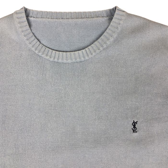 Yves Saint Laurent Yves Saint Laurent YSL Logo Blue Sweater | Grailed