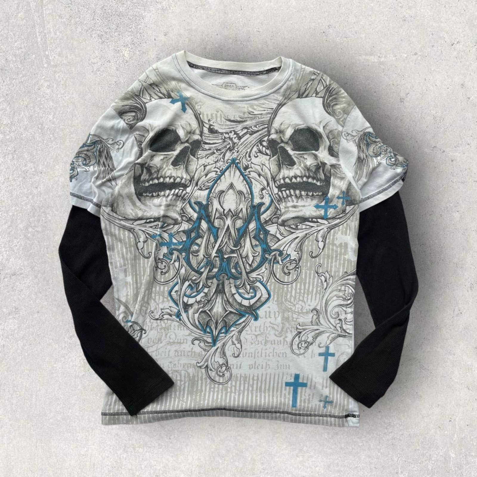 Affliction Vintage MMA ELITE Goth Skull Y2K AOP Affliction Style | Grailed