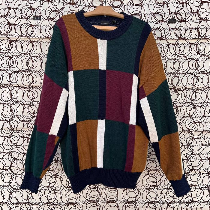 Vintage 90s Structure brand muted primary color block sweater | Grailed