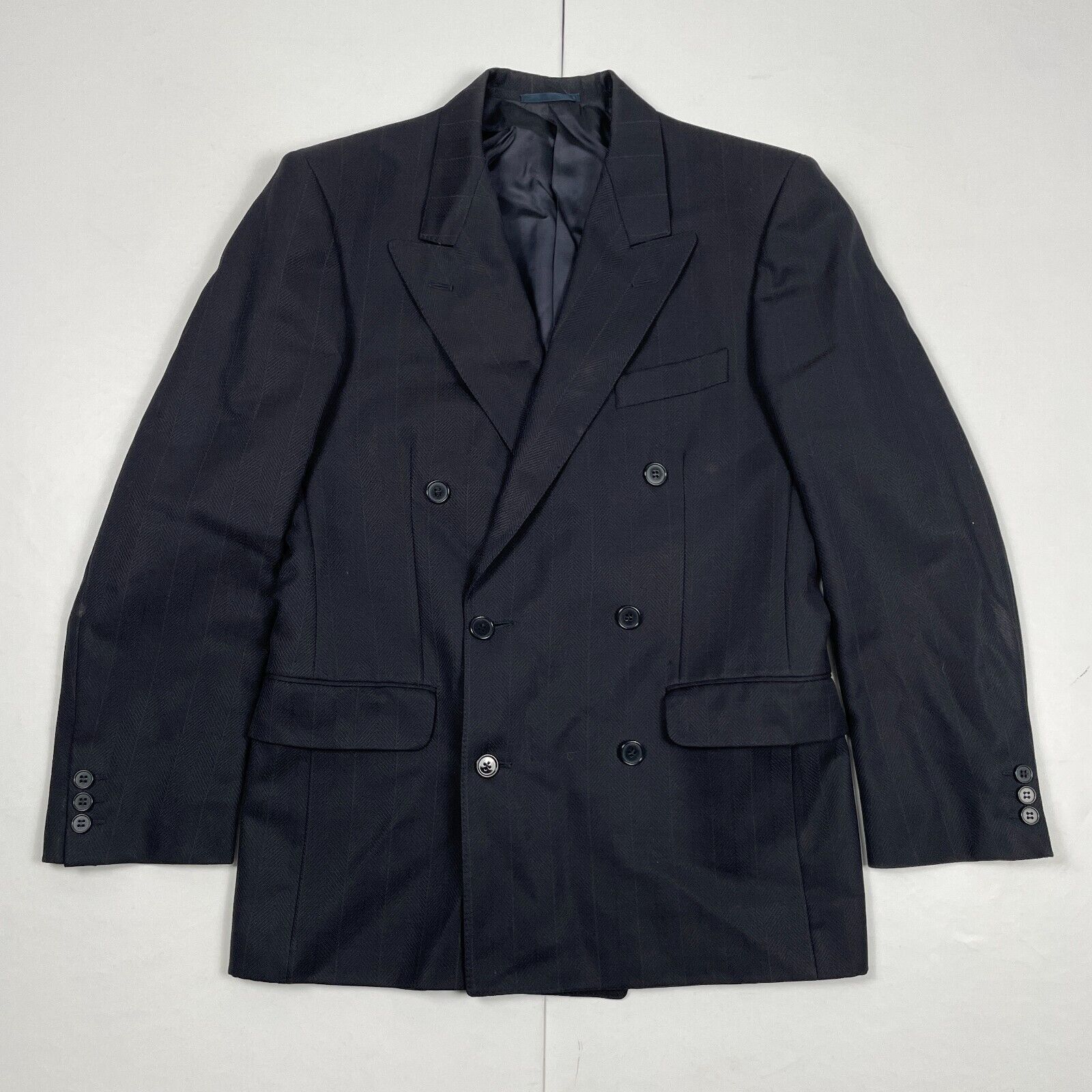 Jaeger JAEGER Blazer Black 46 Short Double Brested Wool Suit Jacket ...