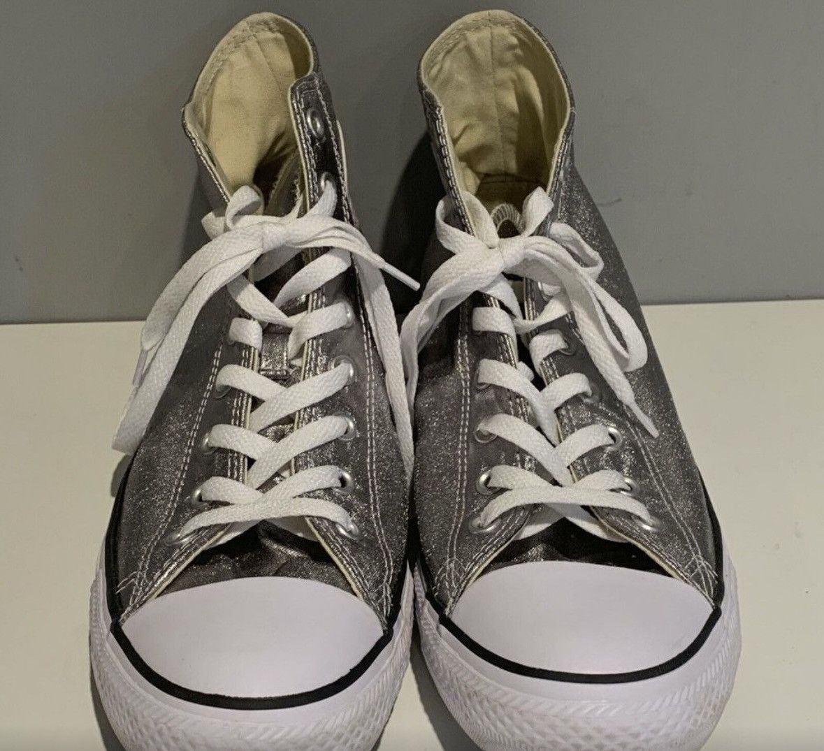 Converse metallic silver converse all star high tops | Grailed