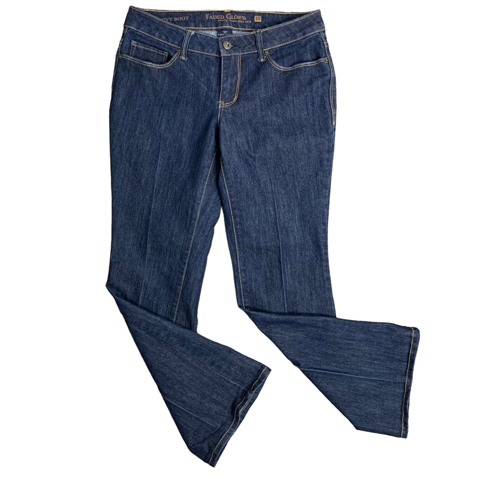 Faded Glory Faded Glory Curvy Boot Low Rise Jeans 10P Dark Wash 5 ...