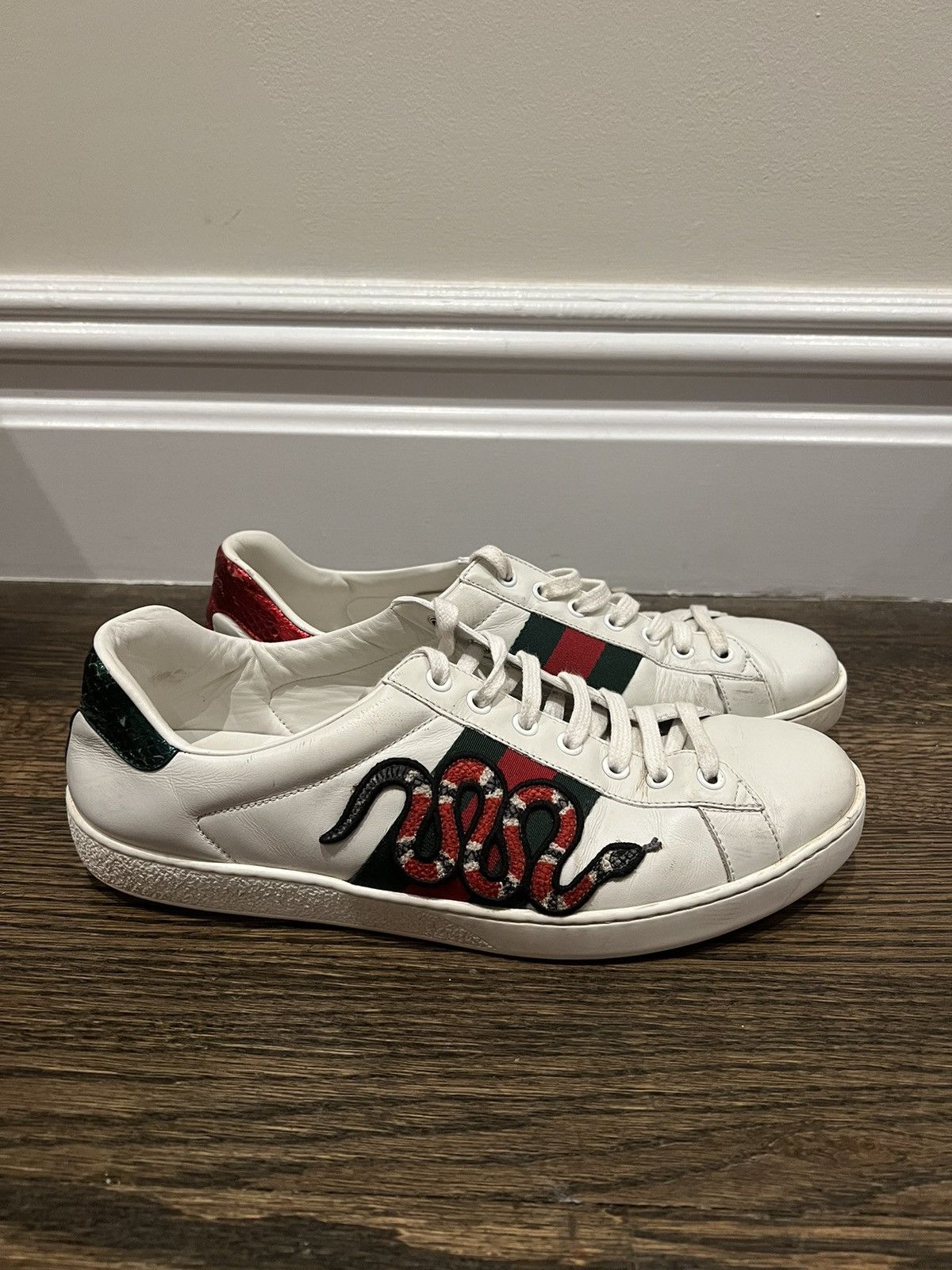 Gucci Gucci White Leather Ace Sneaker With Kingsnake | Grailed
