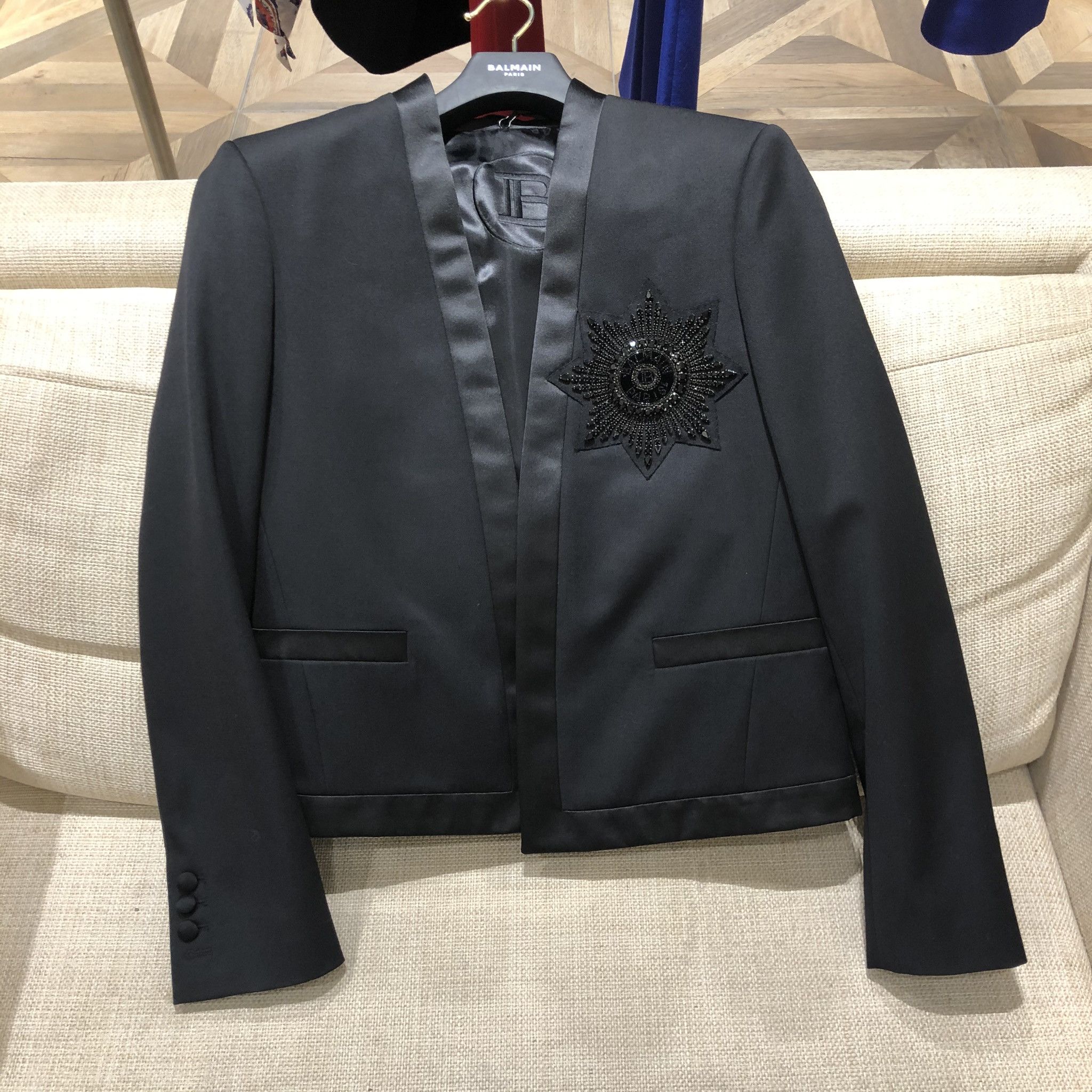 Balmain Inmates Satin Band GDP Spencer W/Badge Blazer | Grailed
