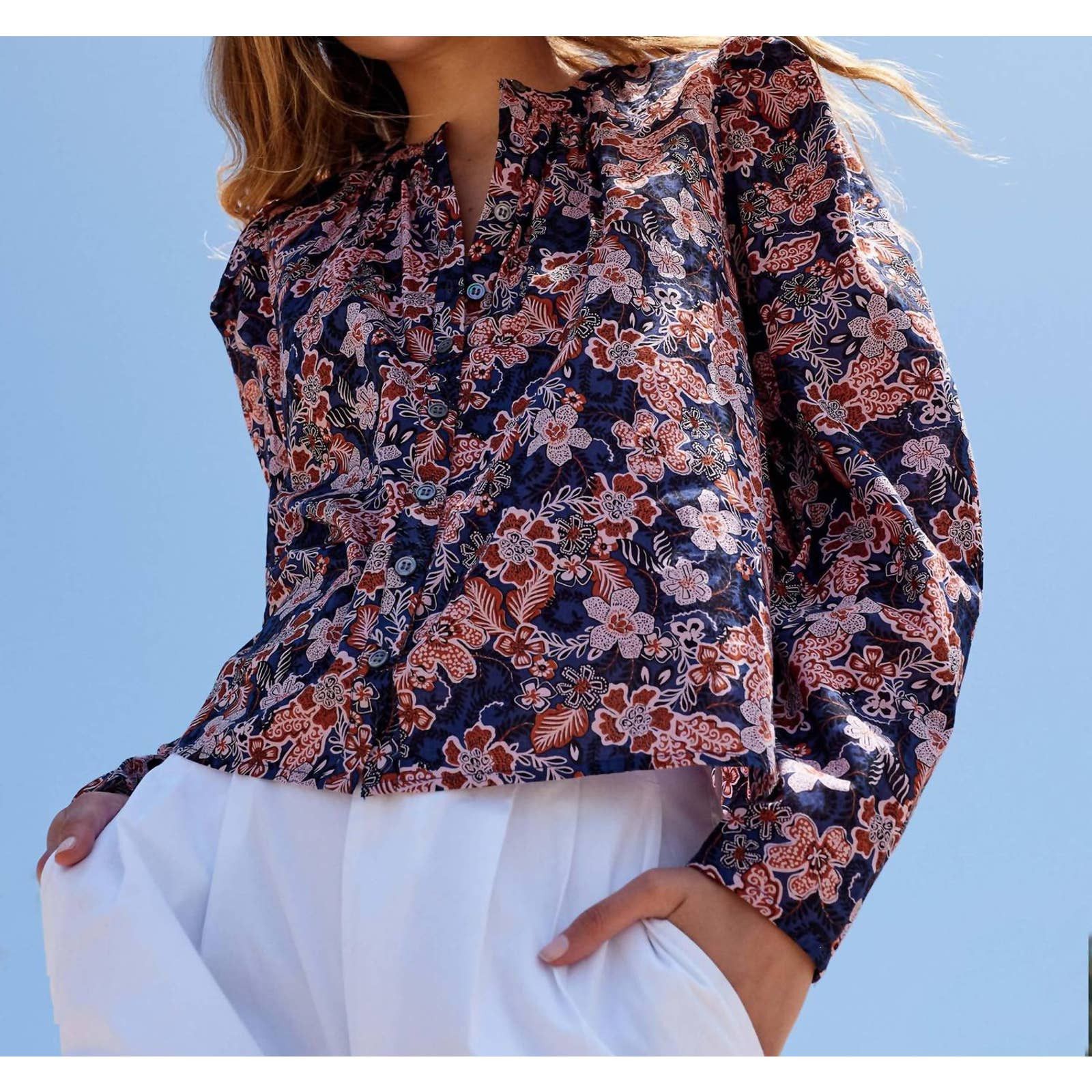 Sundry Puff Sleeve Button Down In Oceana Floral | Grailed