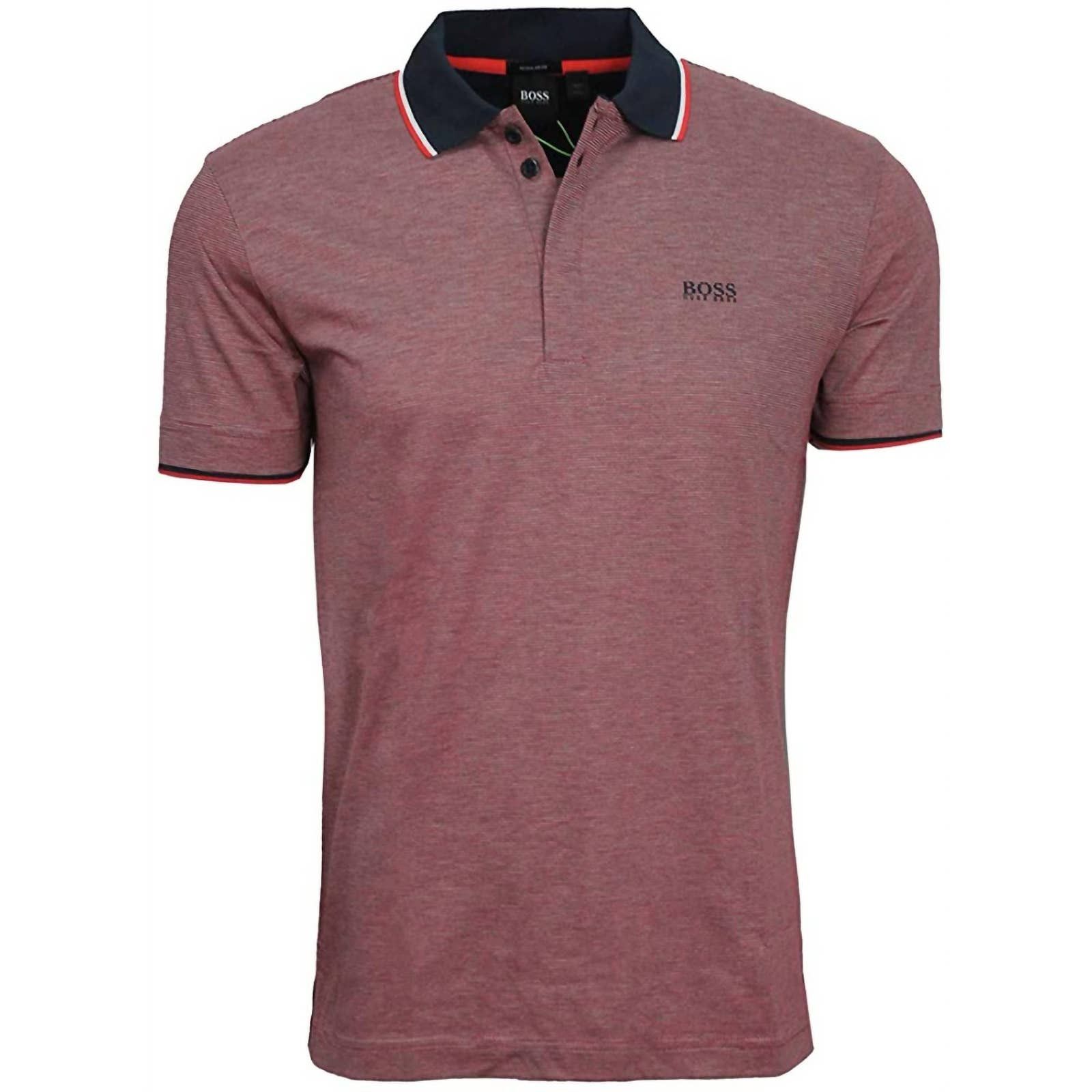 Hugo Boss Three-Colour Micro Pattern Polo Shirt In Red | Grailed
