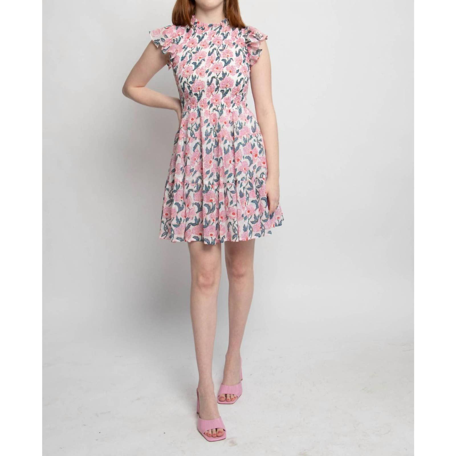 Oliphant Smocked Flirty Mini Dress In Pink Lucia | Grailed