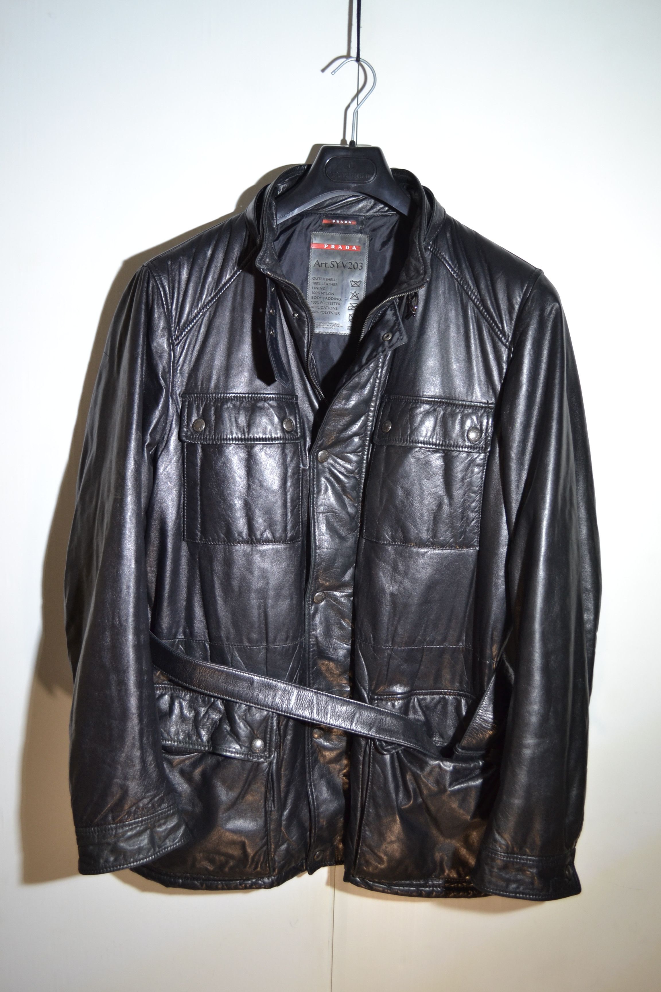 Prada RARE Prada Motorcycle 56 size XL Nappa Pelle Leather Jacket ...