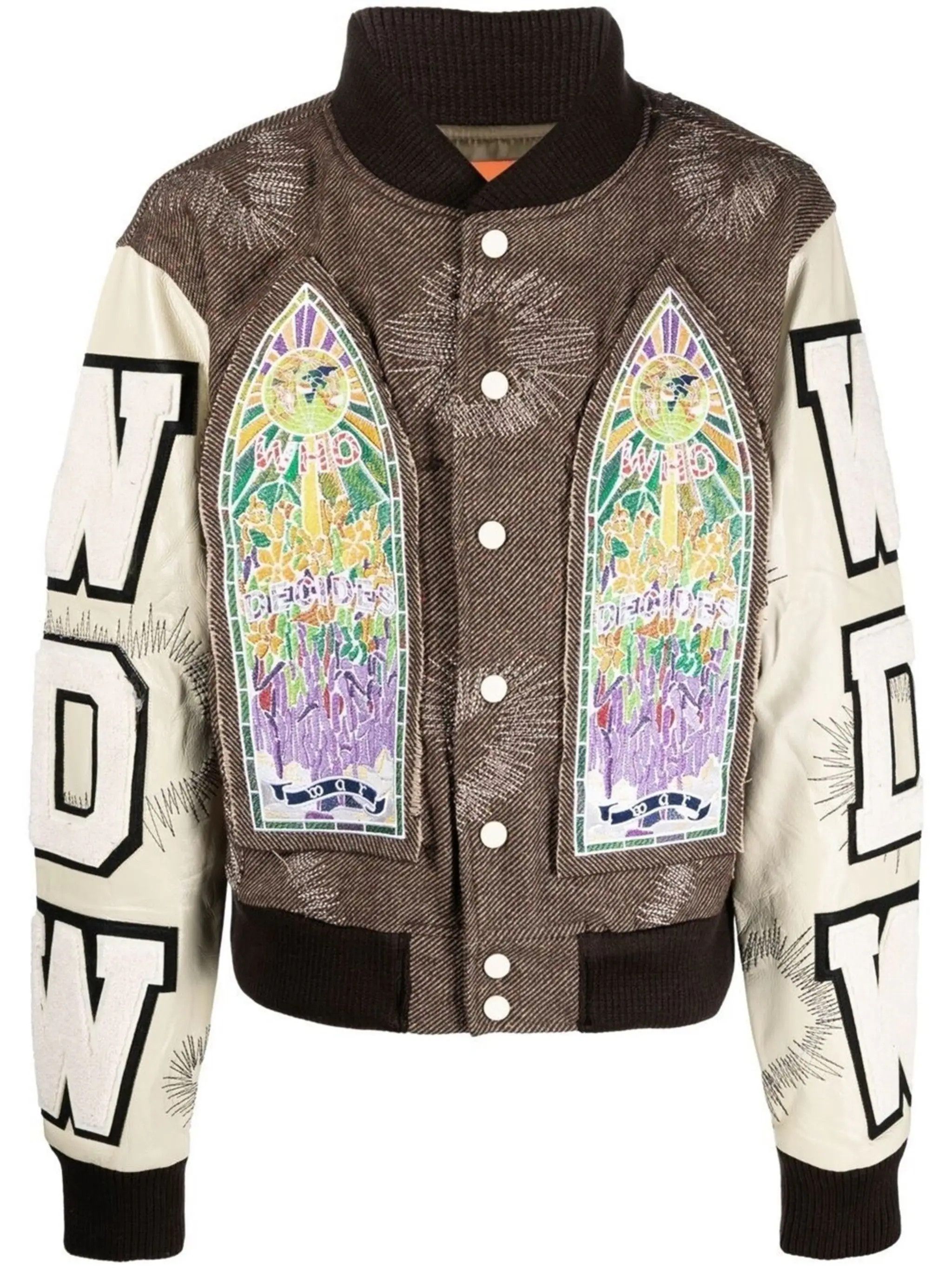 Who Decides War WDW Namesake Chestnut Varsity Jacket | Grailed