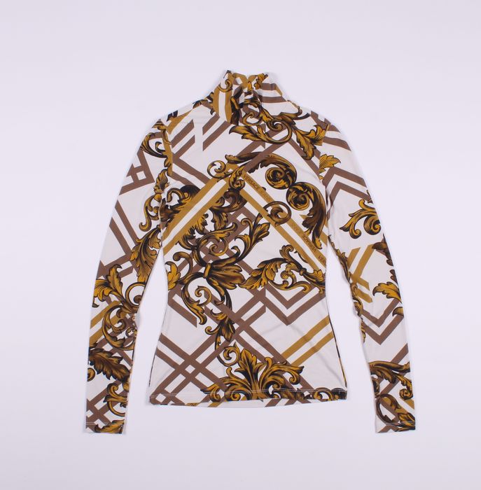 Versace Versace Barocco Printed Turtle Neck Long Sleeve Top | Grailed