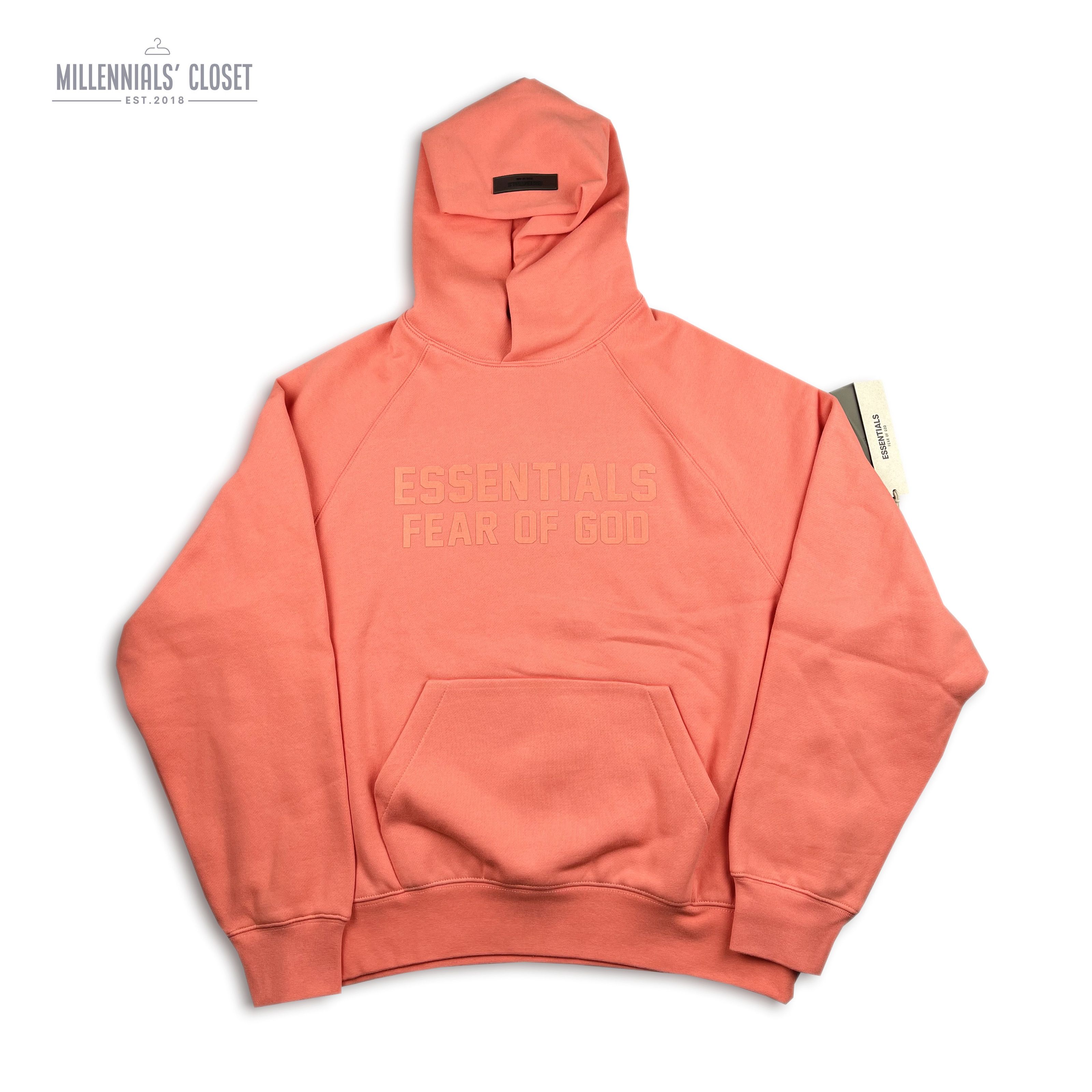 Pacsun Fear of God Essentials Hoodie Coral 2022 size S | Grailed