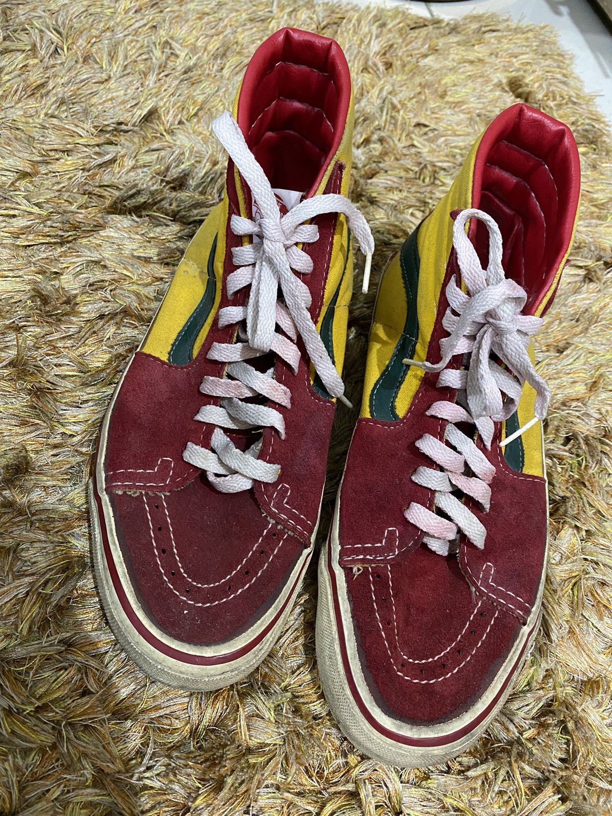 Vintage Vintage vans old skool hi cut rasta made in Usa | Grailed