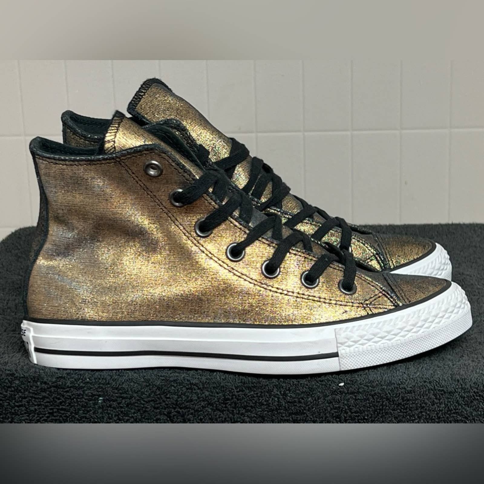 Converse CONVERSE CHUCK TAYLOR Metal Black Gold High Shoes 8 RARE NEW ...