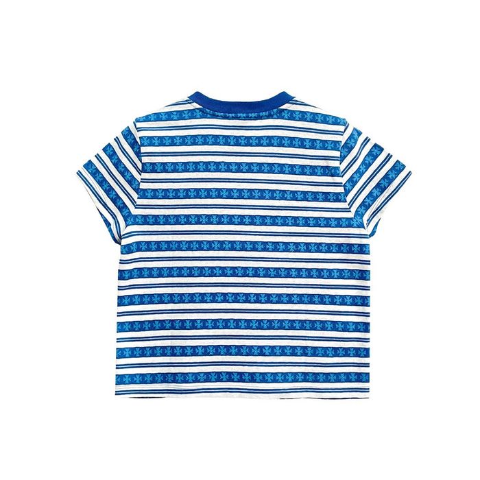 Chrome Hearts Chrome Hearts Blue Script Logo Stripe Short Sleeve Tee ...