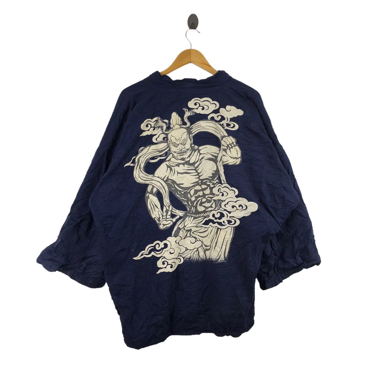 Japanese Brand Vtg 90’ JAPAN FUJIN RAIJIN Thunder God Indigo Kimono ...