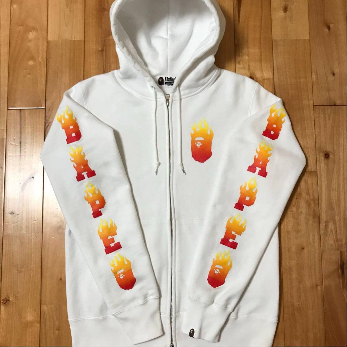 Bape BAPE FLAME fire logo zip hoodie | Grailed