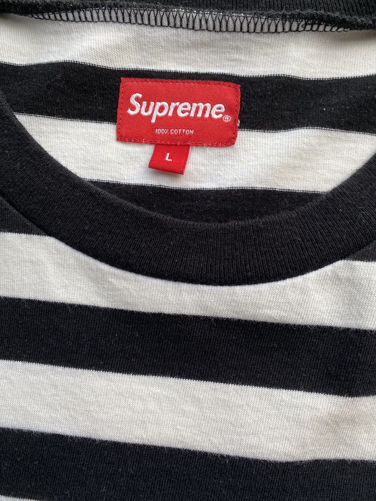 Supreme Black and White Striped Supreme T Shirt | Grailed