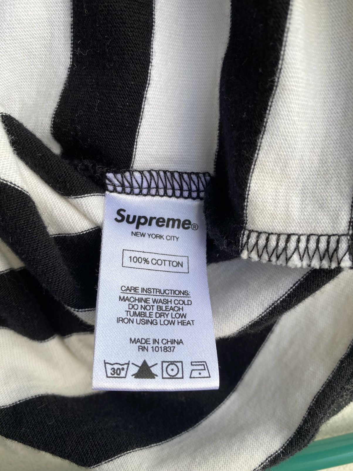 Supreme Black and White Striped Supreme T Shirt | Grailed