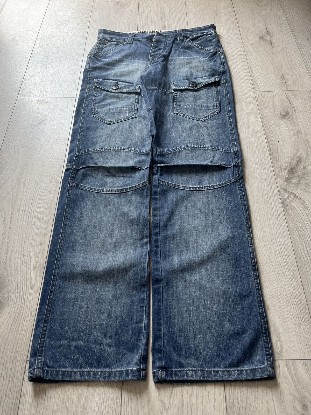 Fubu Baggy wide legs multi pocket cargo pants denim skate fubu | Grailed
