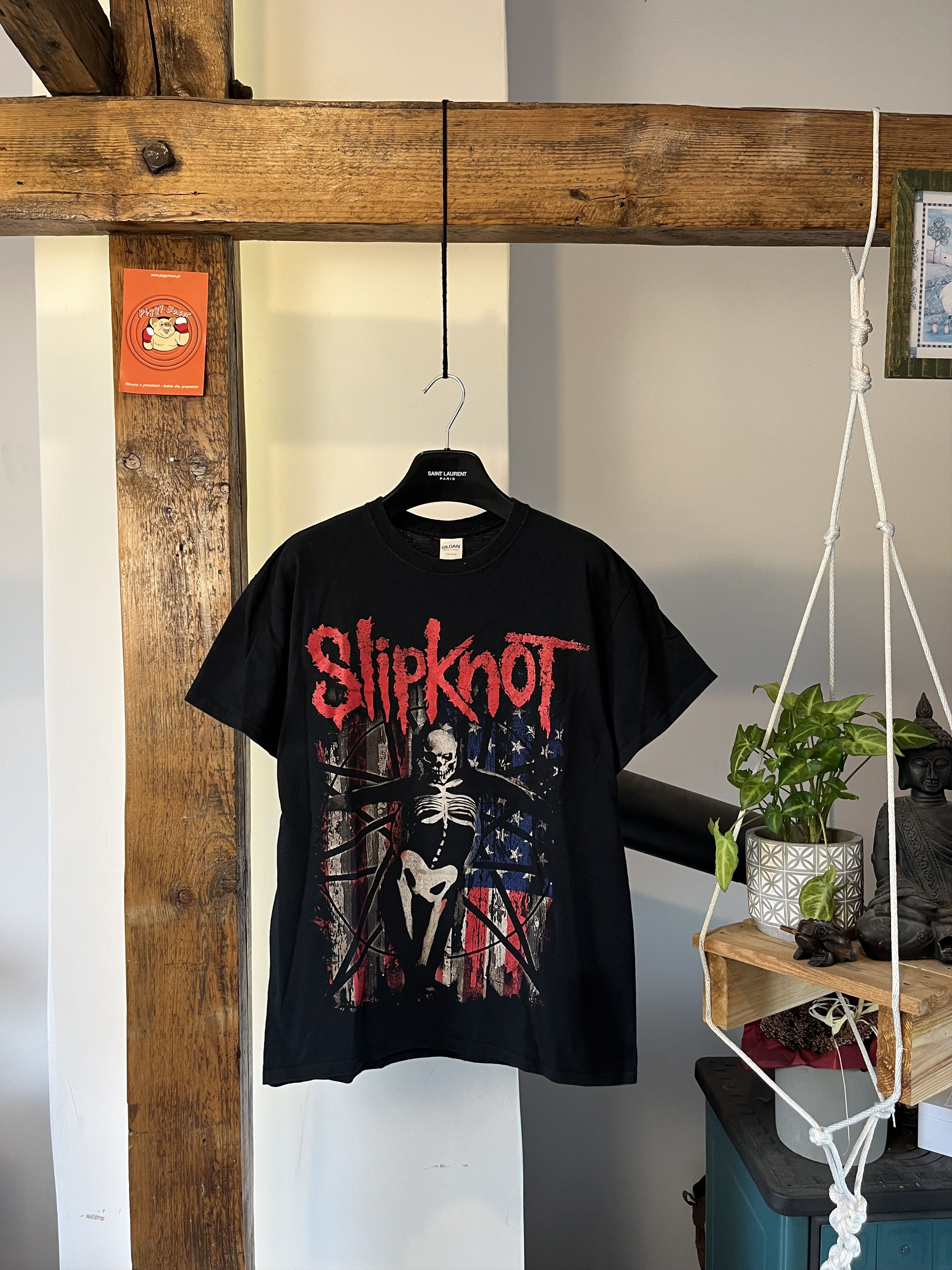 Band Tees × Rock T Shirt × Vintage Slipknot American Flag Skeleton ...