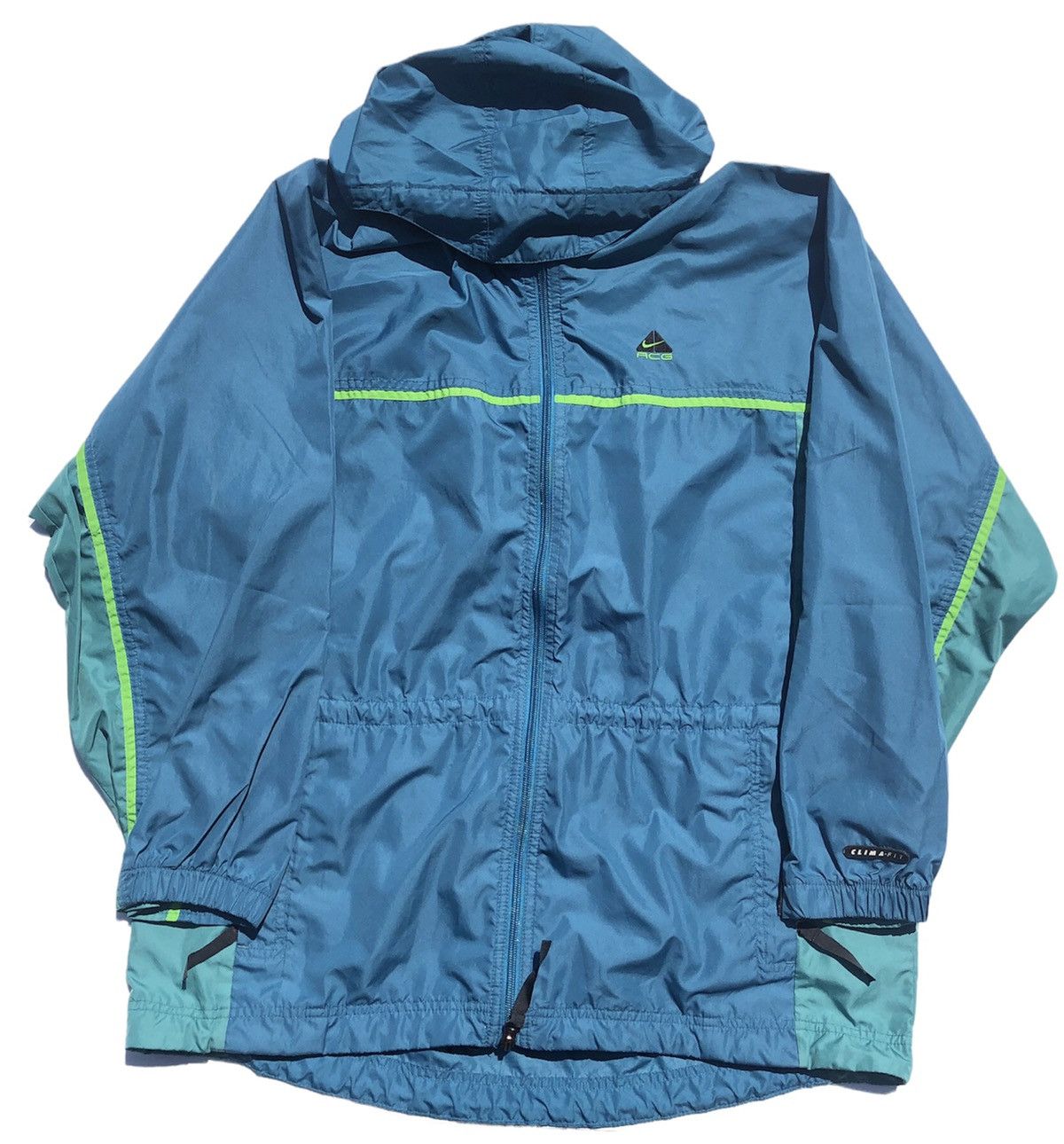 Nike × Nike ACG × Vintage Vintage 90s Nike ACG Blue & Green Hooded Rain ...