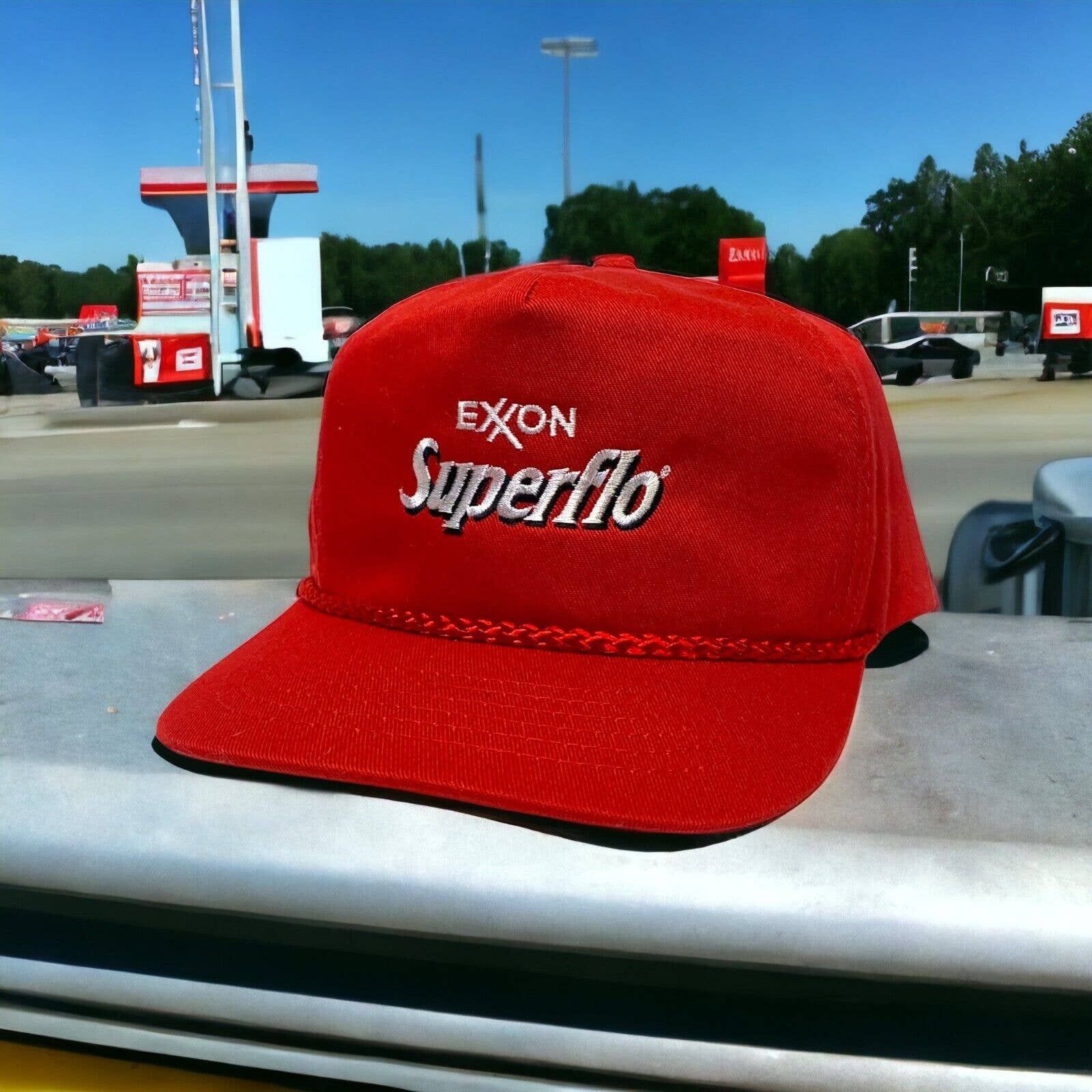 Vintage Vintage Exxon Superflo Oil Gas Roped Snapback Trucker Hat | Grailed
