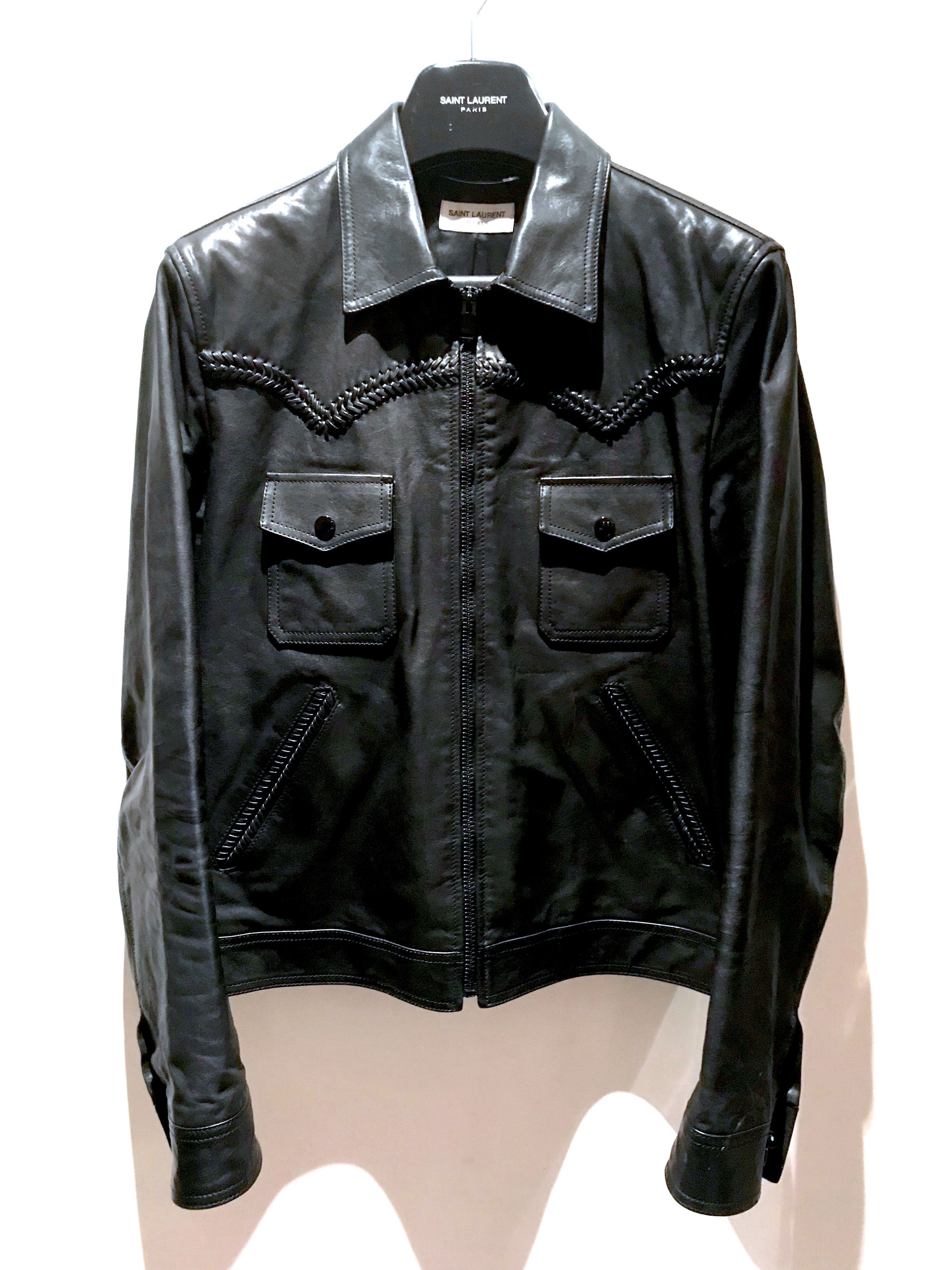 Saint Laurent Paris RARE PSYCH ROCK WHIPSTITCH WESTERN JACKET IN OILED ...
