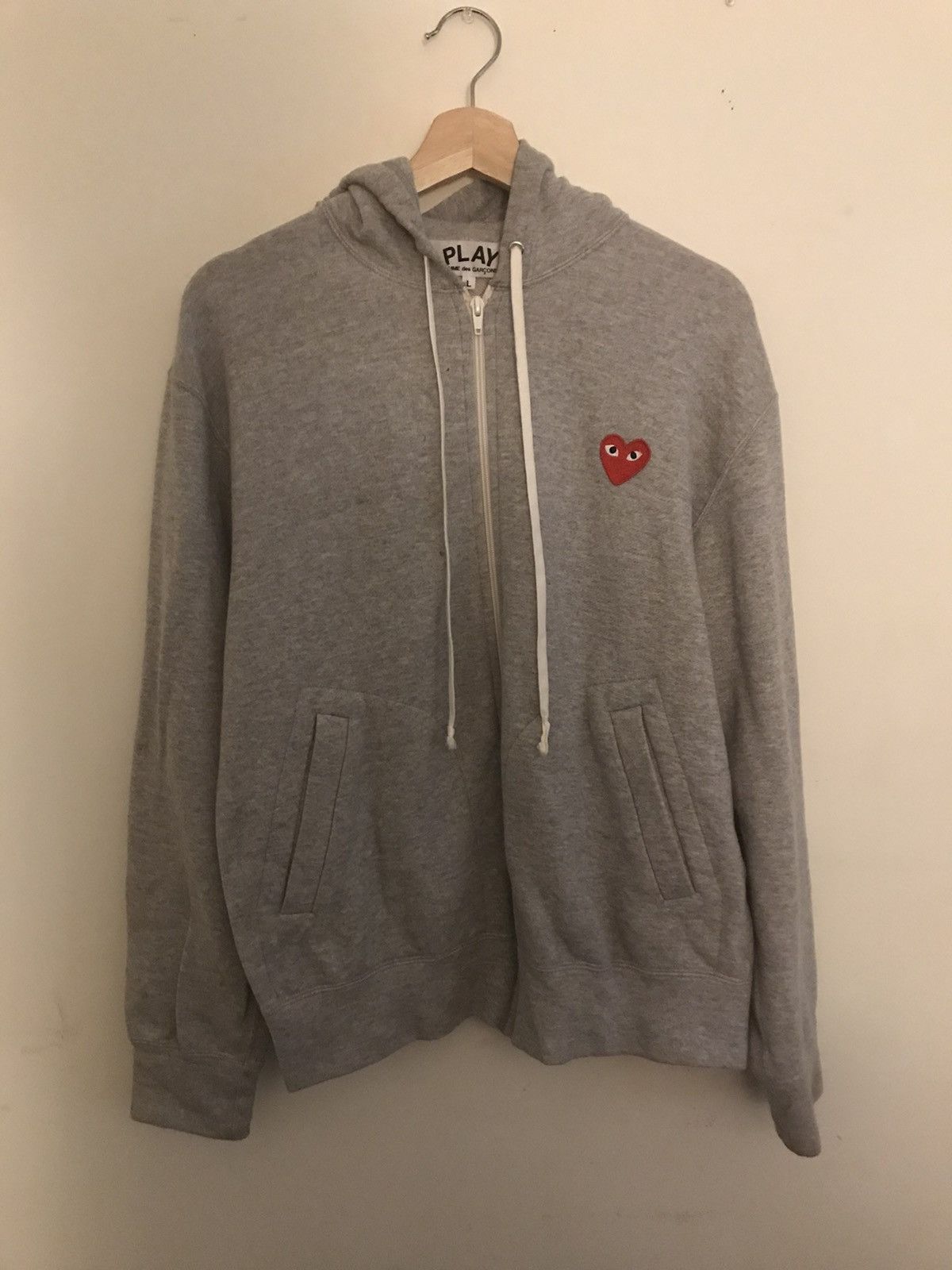 Comme des Garcons Comme des Garcons Play Grey Zip Up Hoodie | Grailed