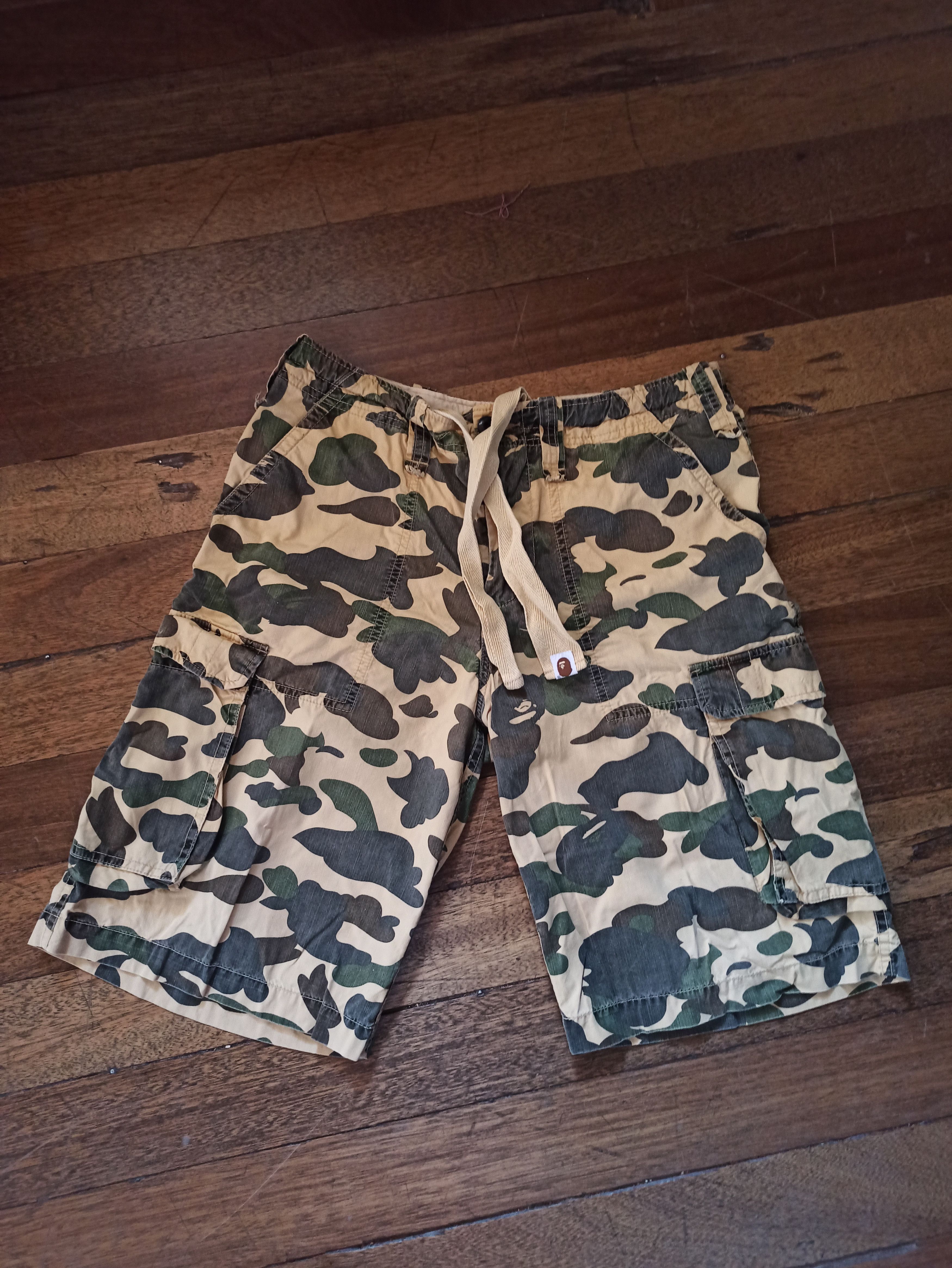 Bape Bape Og Yellow Camo Cargo Shorts | Grailed